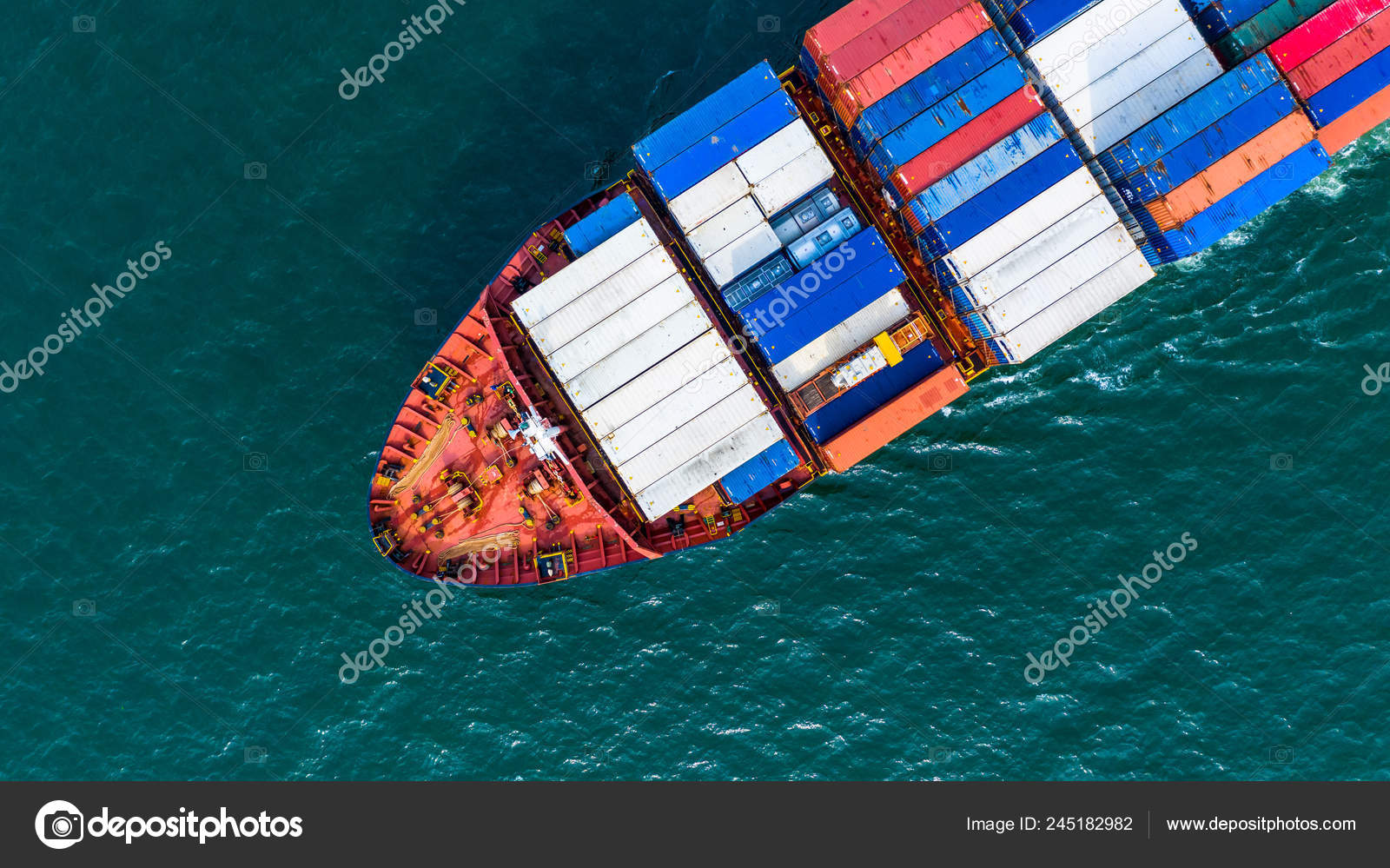 Aerial View Cargo Container Ship Carrying Container Import Export ...