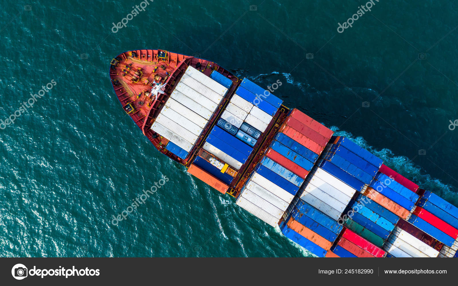 Aerial View Cargo Container Ship Carrying Container Import Export Business — Stock Photo ...