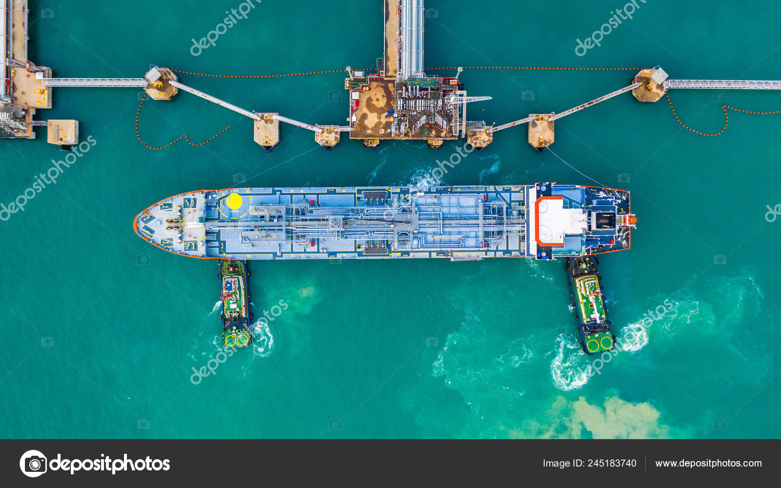 Fuel Tanker Ship Loading Port View Tanker Ship Logistic Import Stock ...