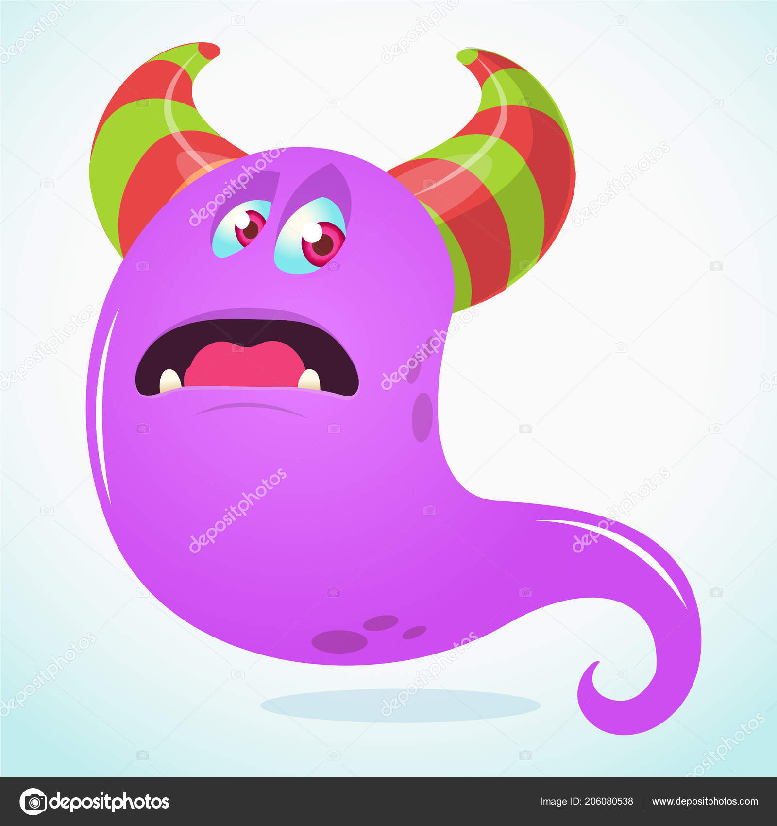 Happy Cartoon Monster Ghost Vector Halloween Illustration Purple Ghost ...