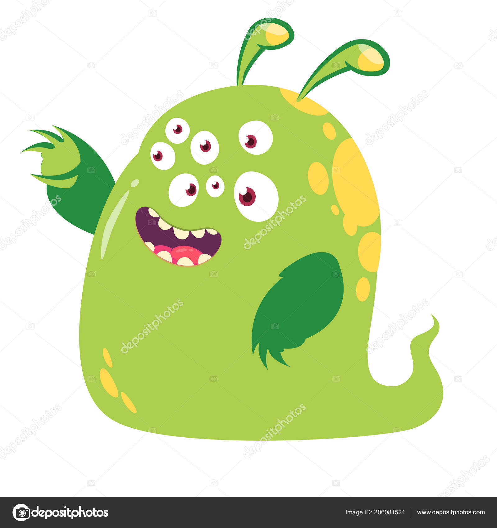 Funny Happy Cartoon Monster Many Eyes Pointing Hand Vector Halloween ... Funny Happy Cartoon Monster Many Eyes Pointing Hand Vector Halloween ...