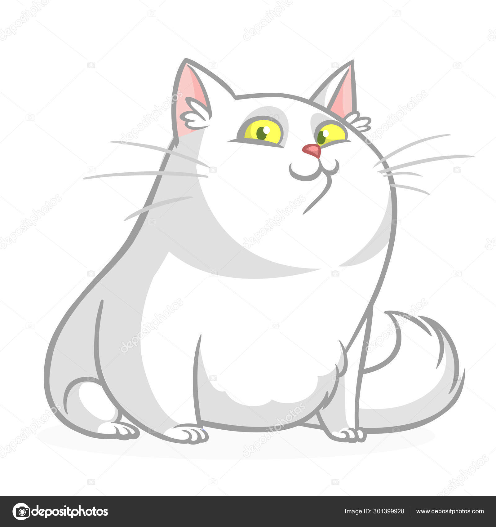 Cartoon Dikke Kat Grappige Kat Geïsoleerd Op Witte Achtergrond. Dikke
