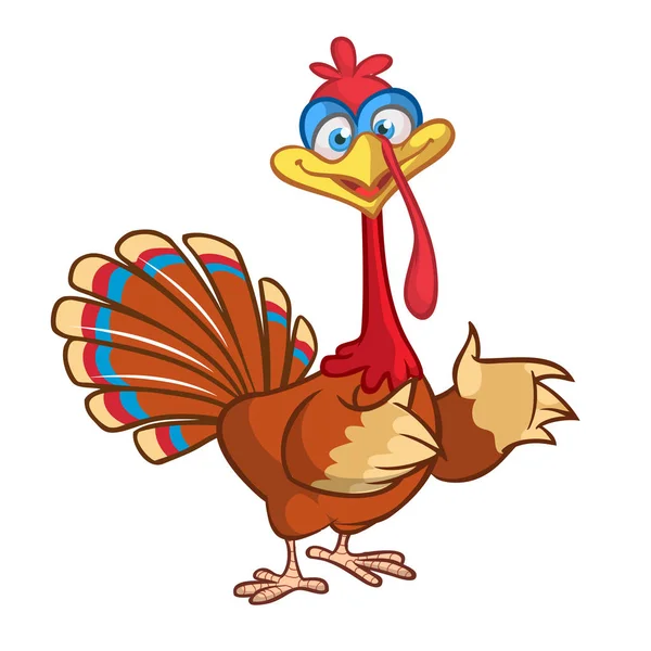 Cartoon thanksgiving turkey character waving hello. Outlines. Vector ...