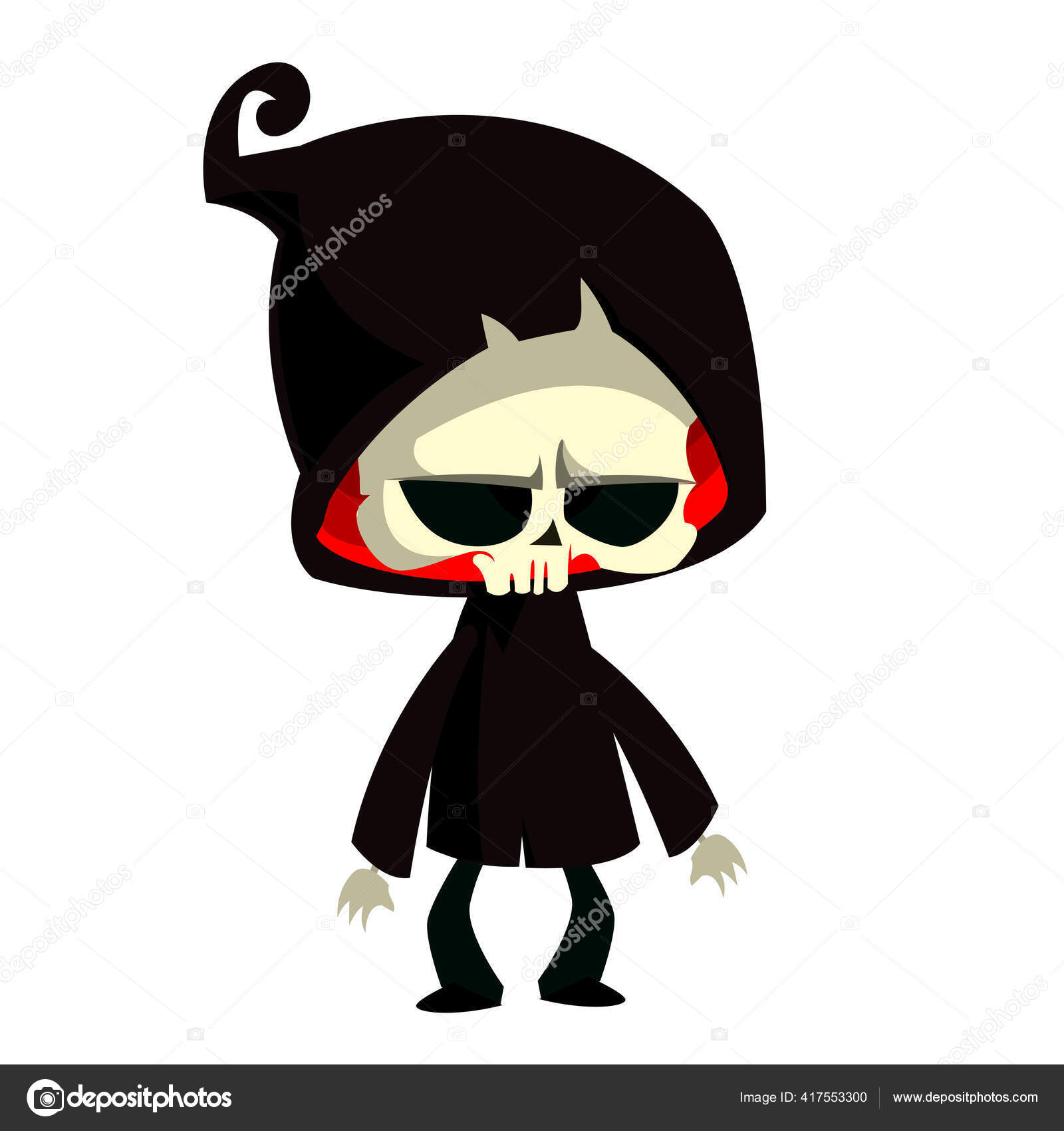Roztomilý Karikatura Chmurný Smrtka Kreslený Ilustrace Halloween Stock ...