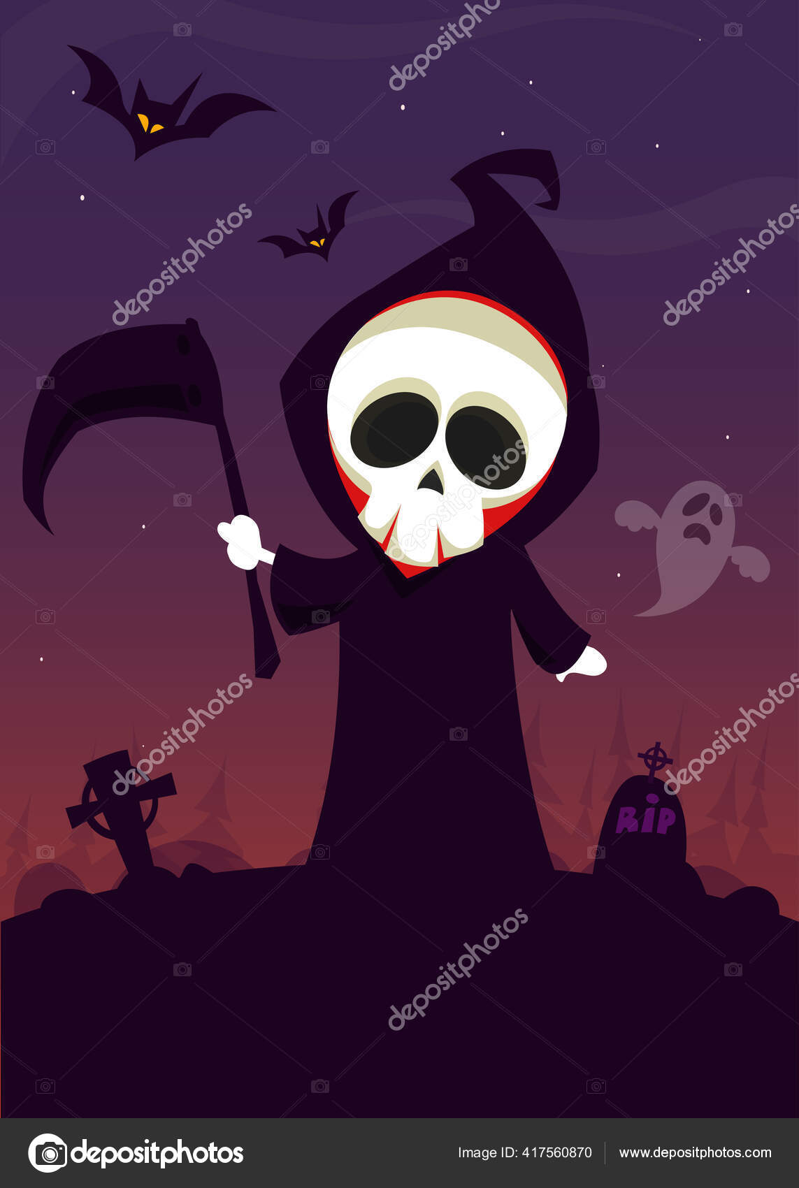 Dibujos Animados De La Parca Parca En El Lecho De Muerte Vector