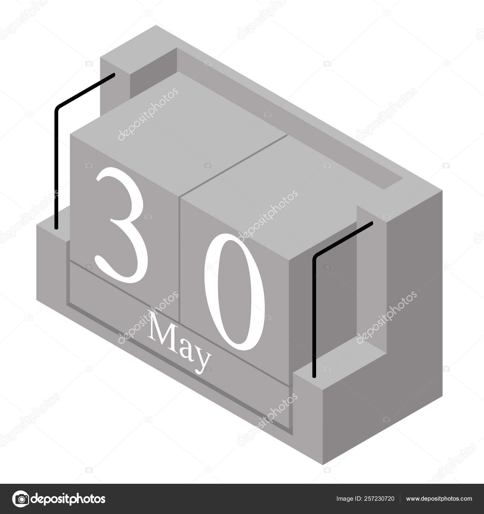 May 30th date on a single day calendar. Gray wood block calendar ...