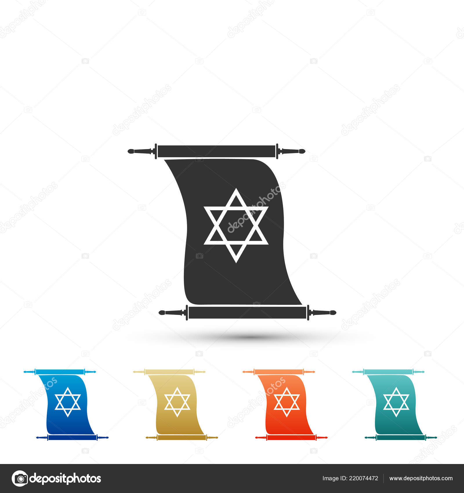 Torah scroll icon isolated on white background. Jewish Torah in ...
