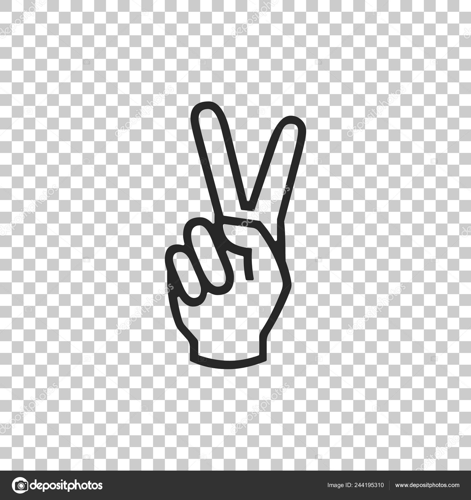 Hand showing two finger icon isolated on transparent background ...