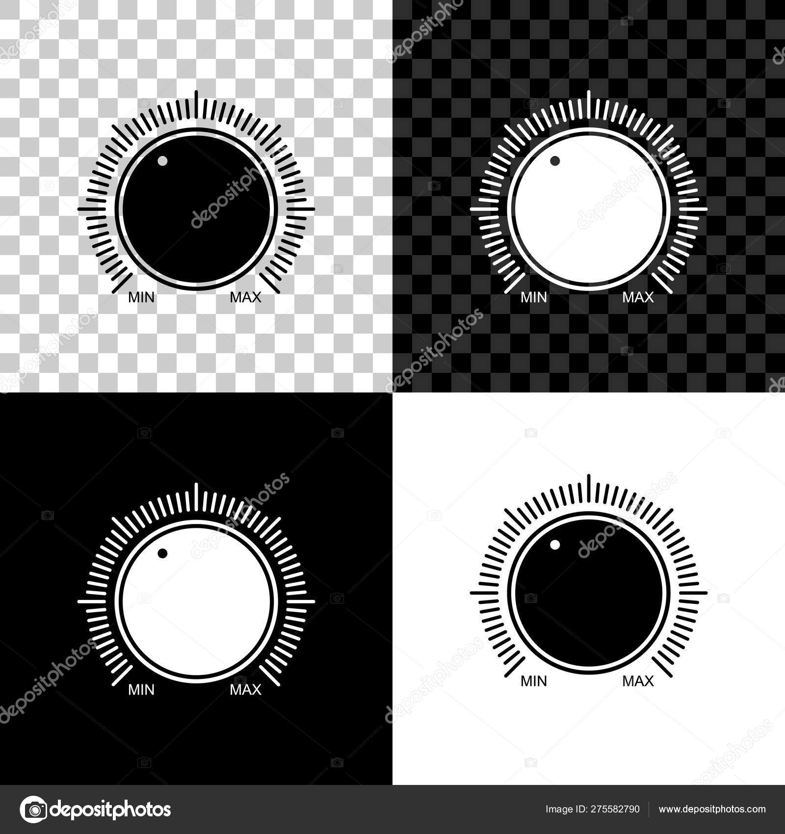 Dial knob level technology settings icon isolated on black, white and ...