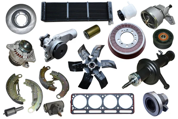 Auto Spare Parts Car White Background Set Many Isolated Items ⬇ Stock ...
