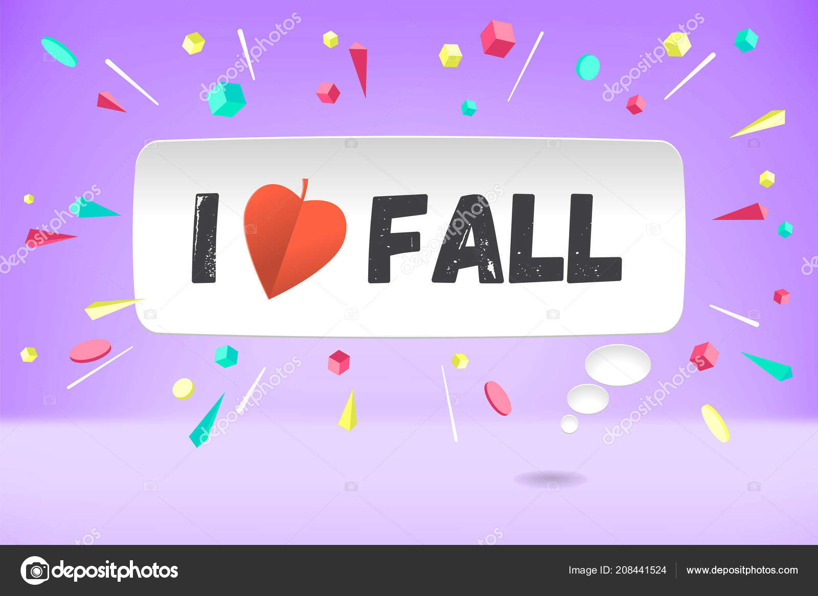 White paper bubble cloud with text I love Fall. Autumn mood, joy ...