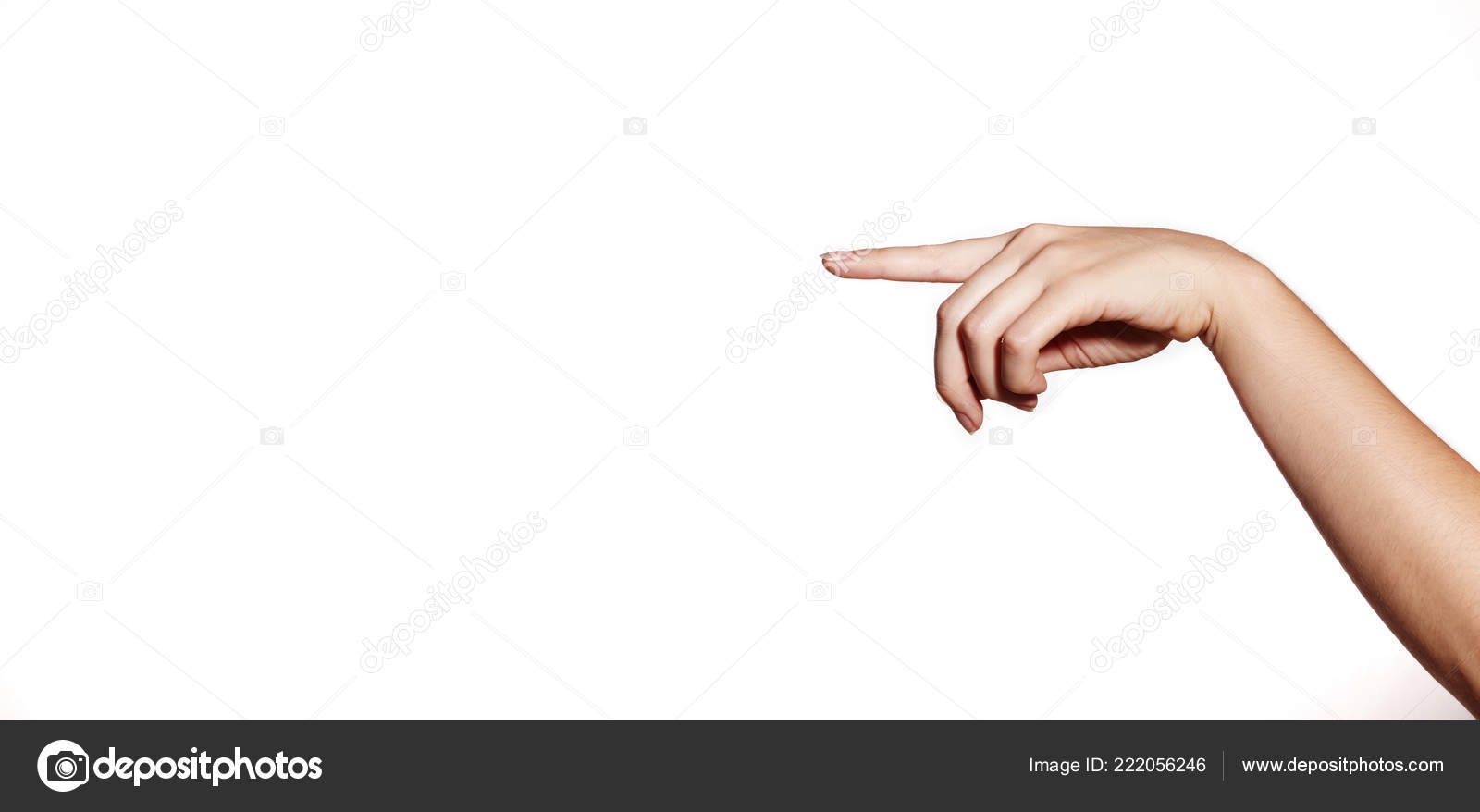 Hand Pointer White Background Beautiful Female Hand One Finger Touching ...