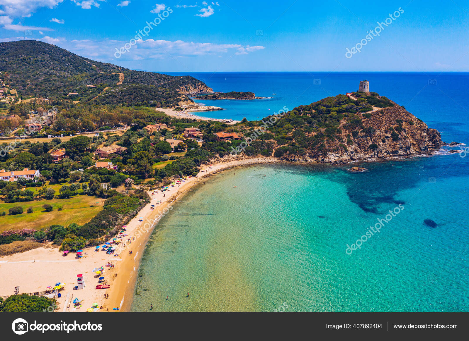 Torre Chia View Flying Drone Acropoli Bithia Torre Chia Tower — Stock ...