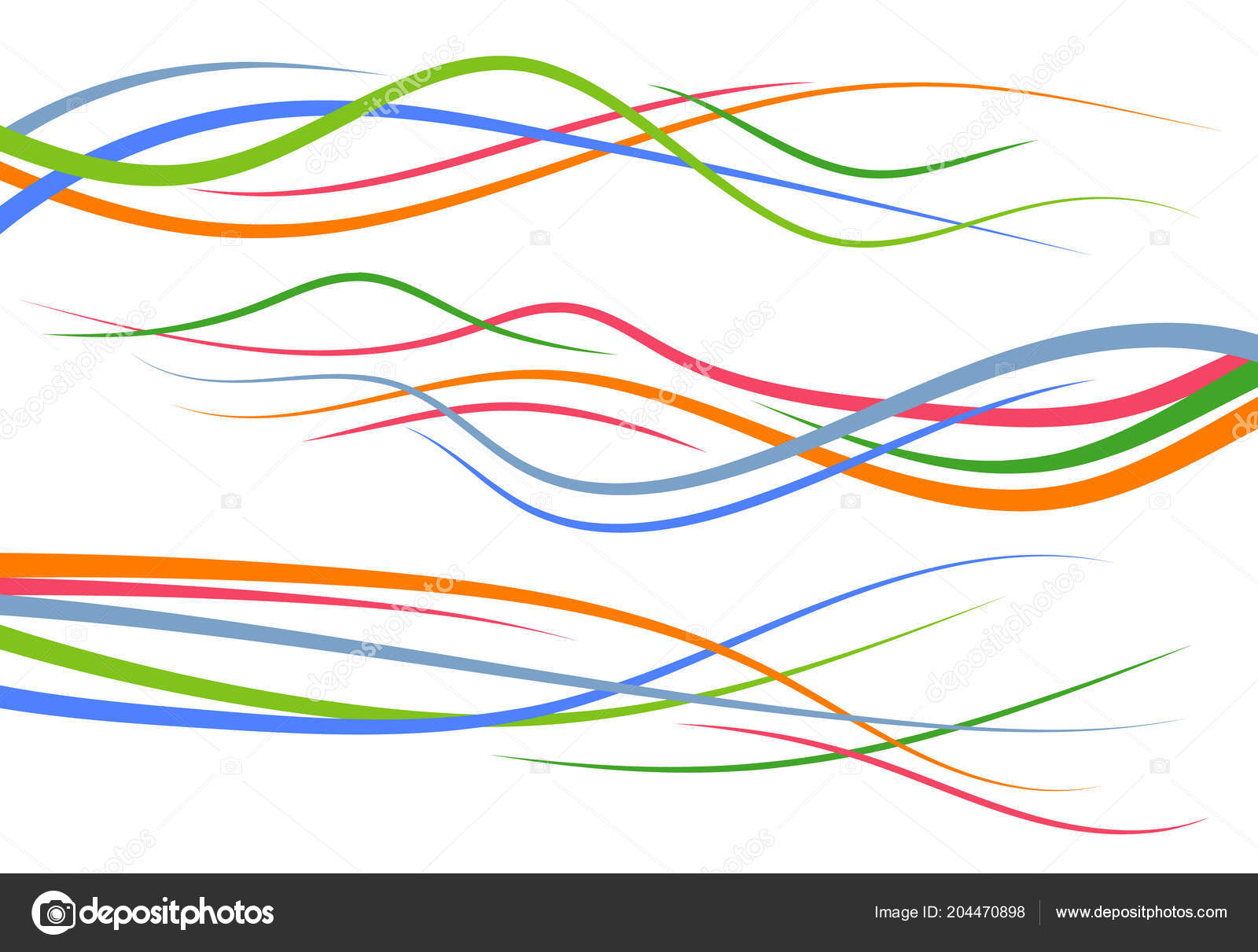 Set Abstract Color Curved Lines Wave Design Element Vector Illustration ...