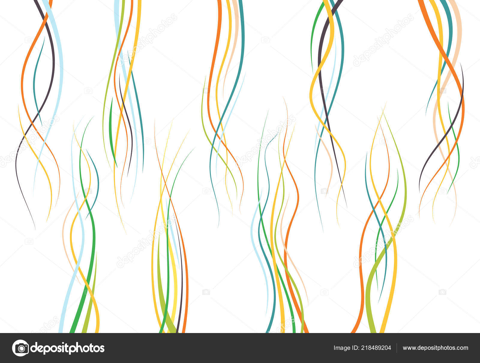 Set Abstract Color Curved Lines Wave Design Element Vector Illustration ...