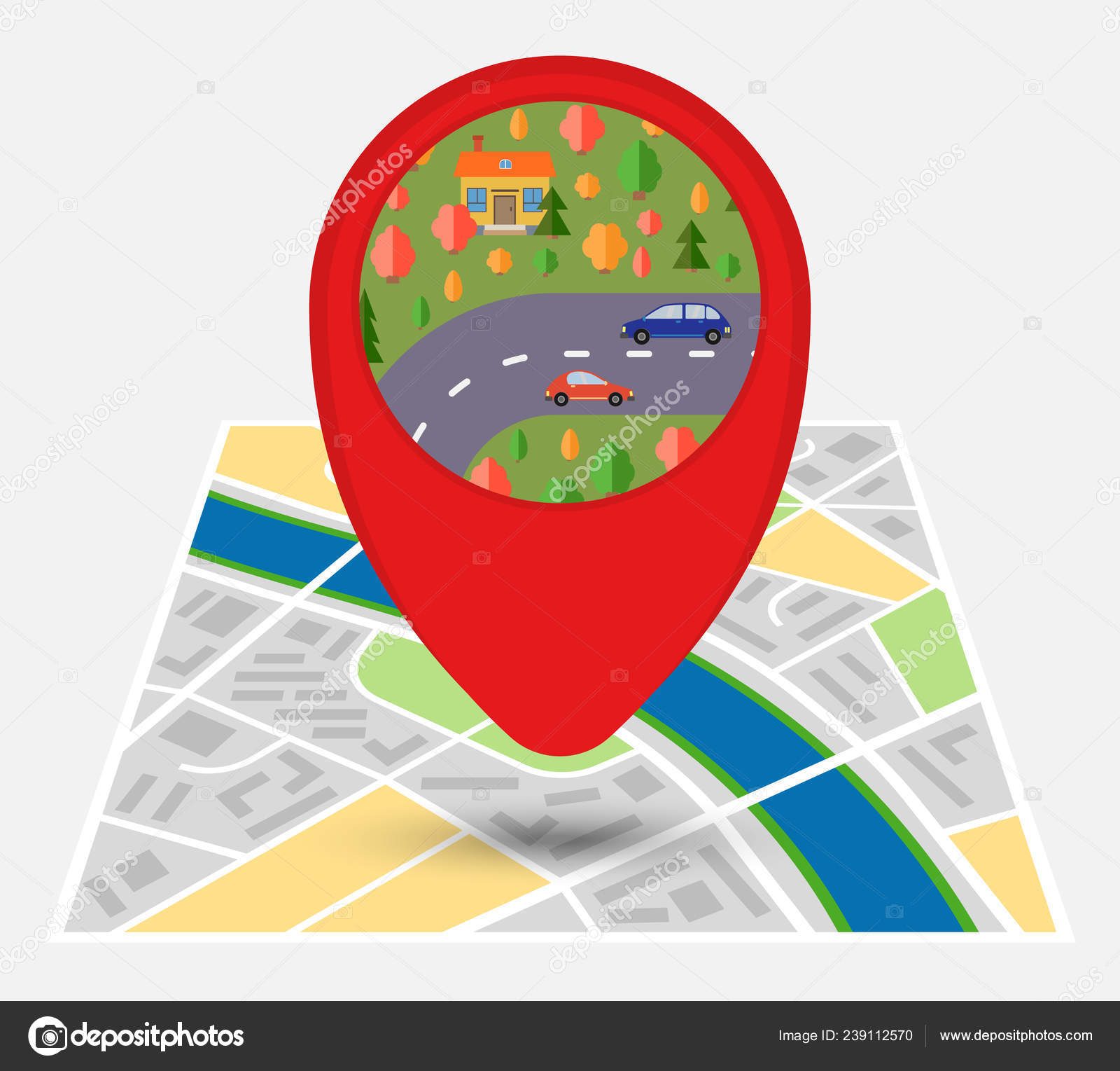 Map Imaginary City Point Map Road Park Vector Illustration Vector Stock ...