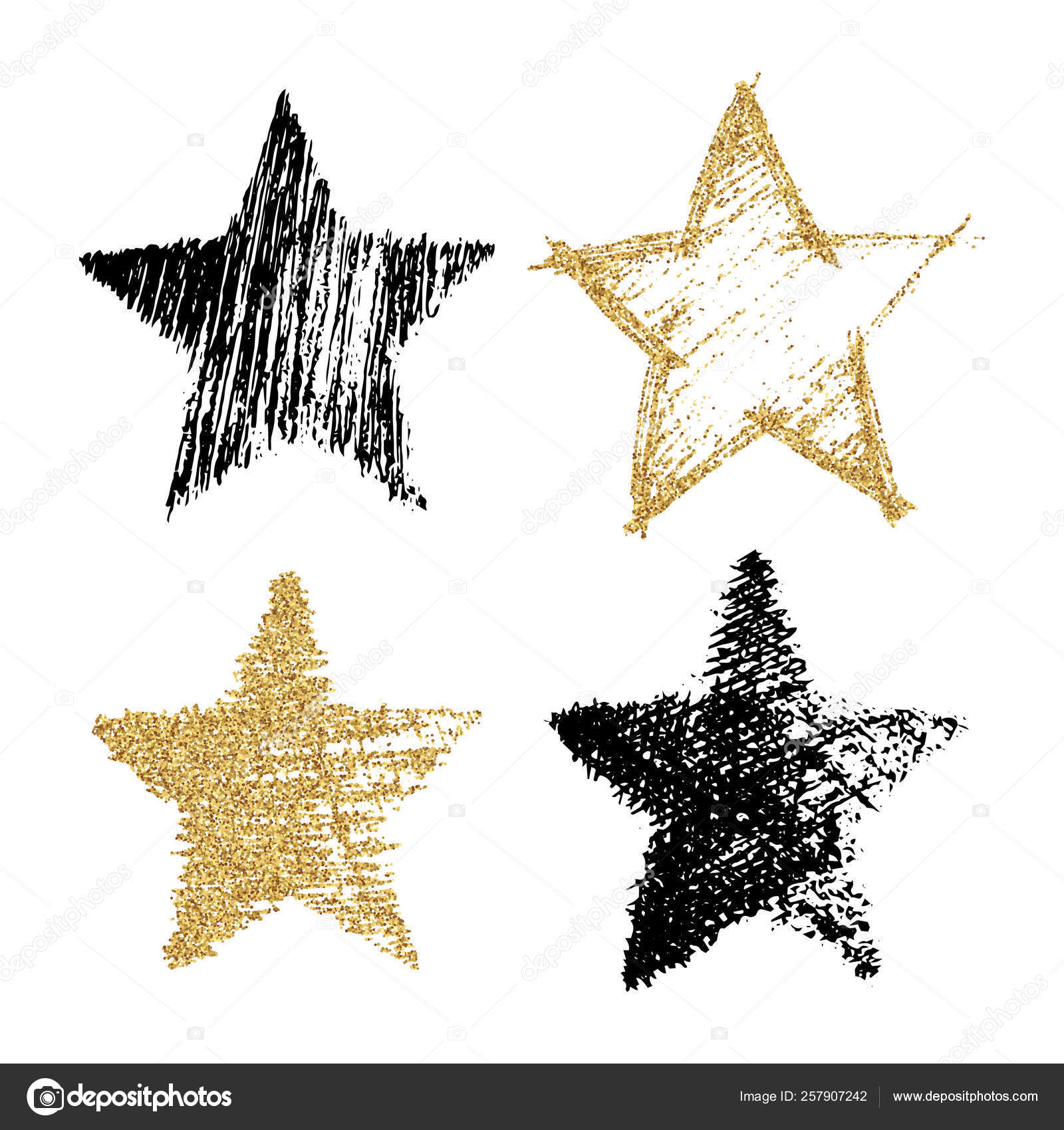 Set of four hand drawn star Stock Vector Image by ©DniproDD #257907242