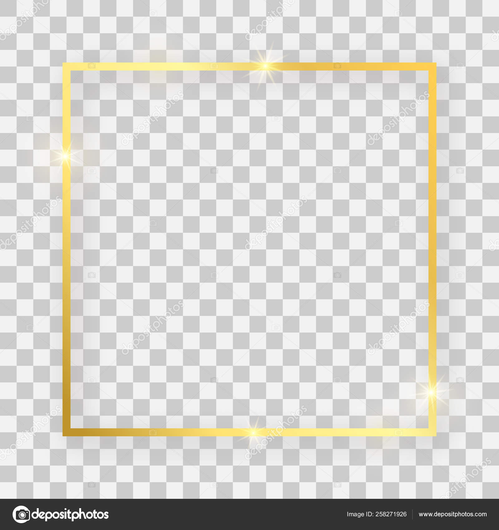 Gold shiny square frame with glowing effects Stock Vector by ©DniproDD ...
