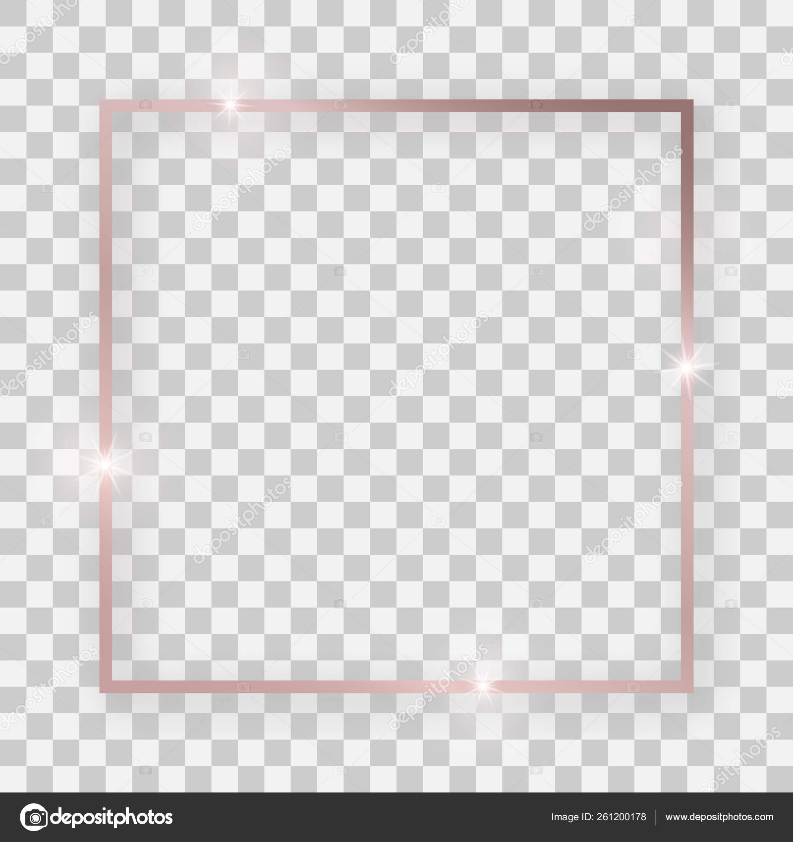 Rose gold shiny square frame with glowing effects Stock Vector by ...