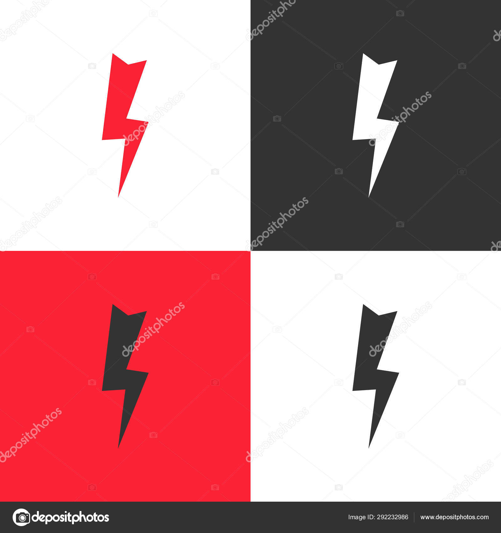 Lightning Icon. Set of four Lightning icon Stock Vector by ©DniproDD ...