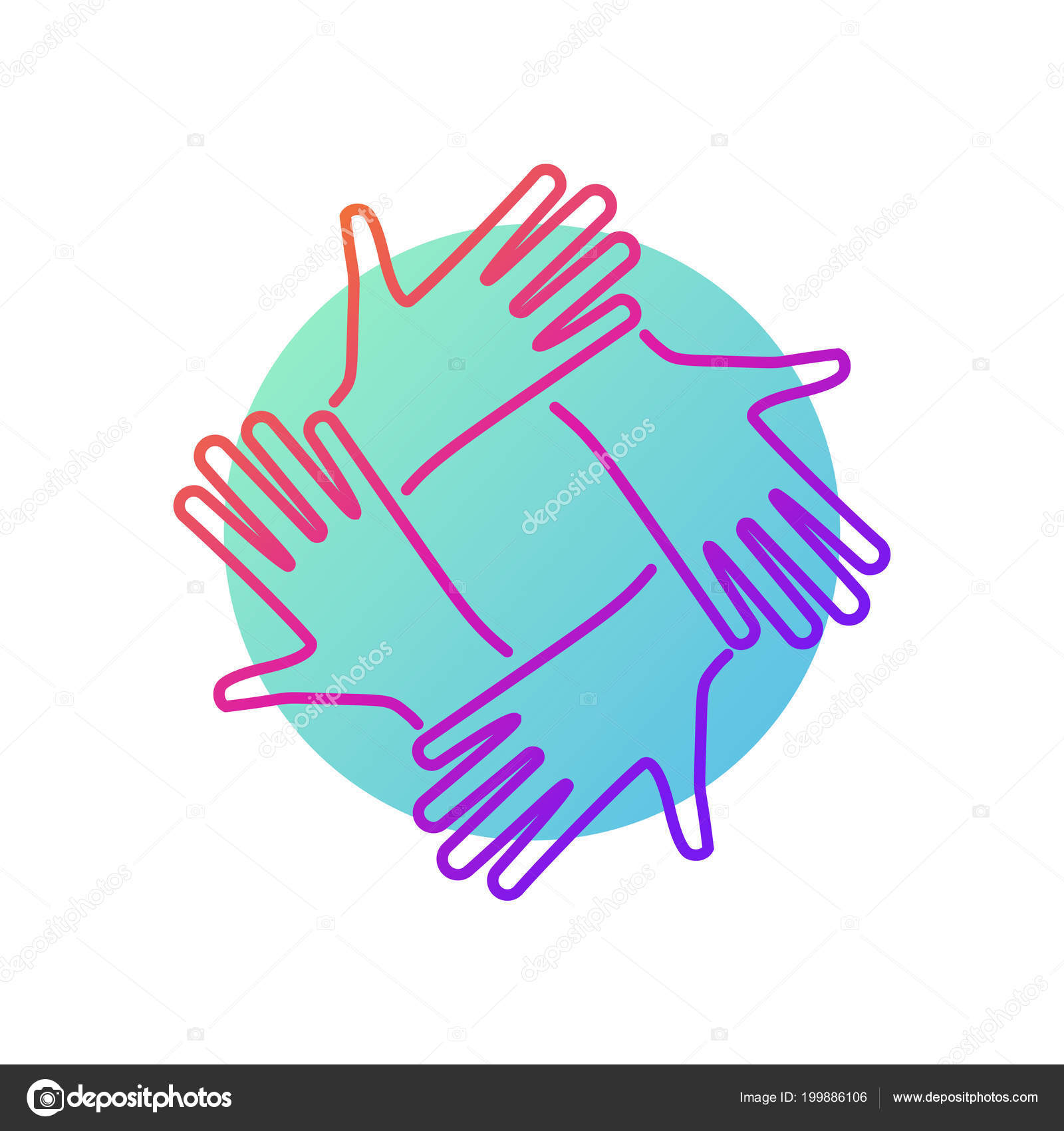 Connected color linear hands icon isolated on white background Stock ...