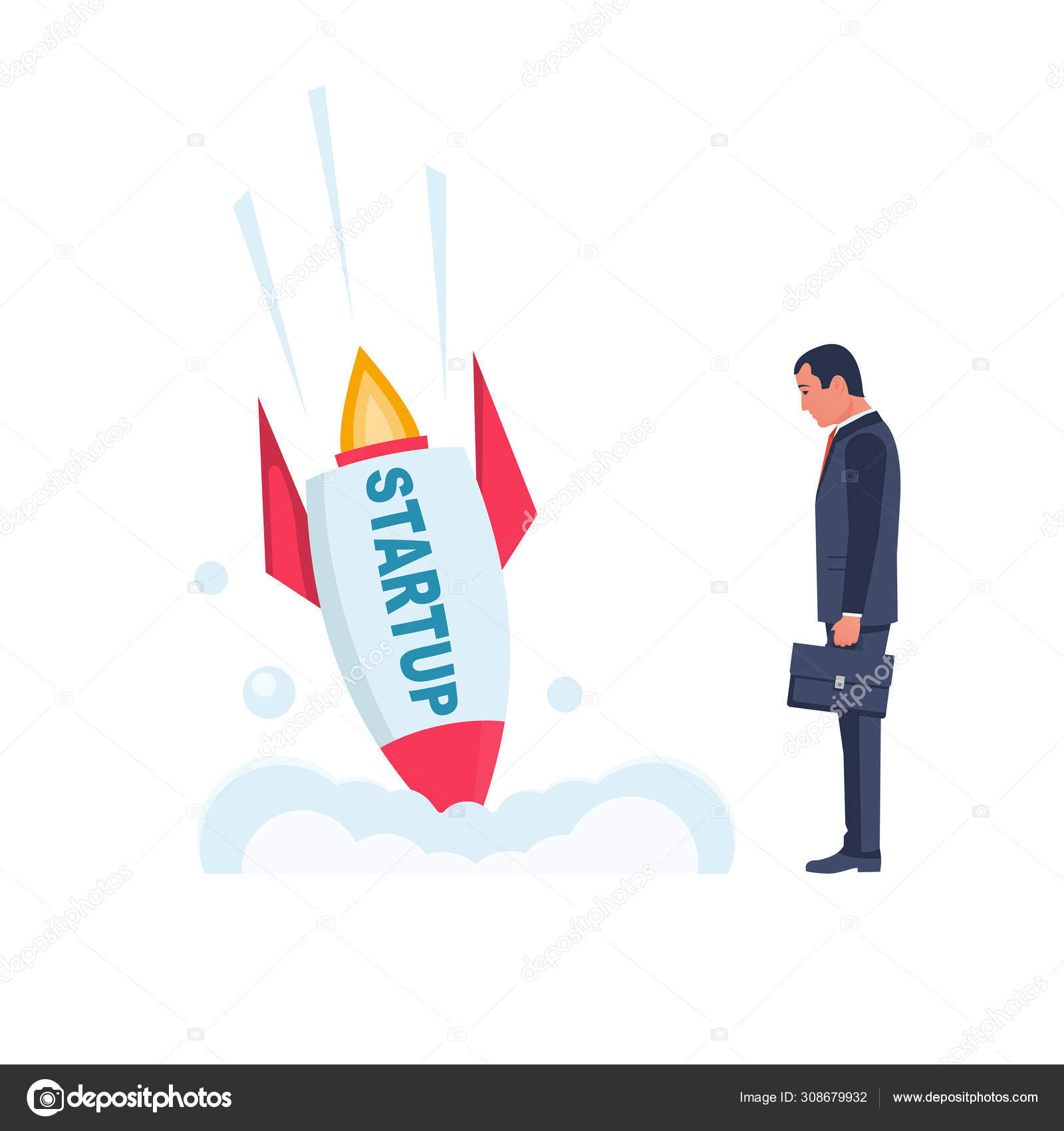 Startup failure. Crash startup project. cartoon style Stock Vector ...