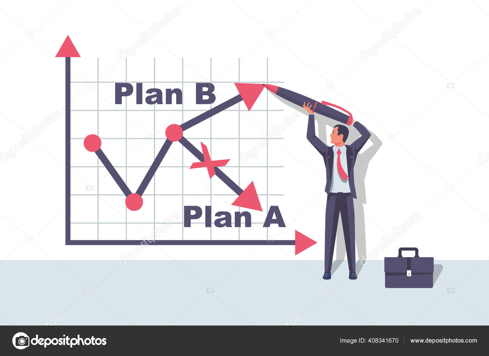 Plan Plan Financial Chart Graph Blackboard Businessman Passes Second ...