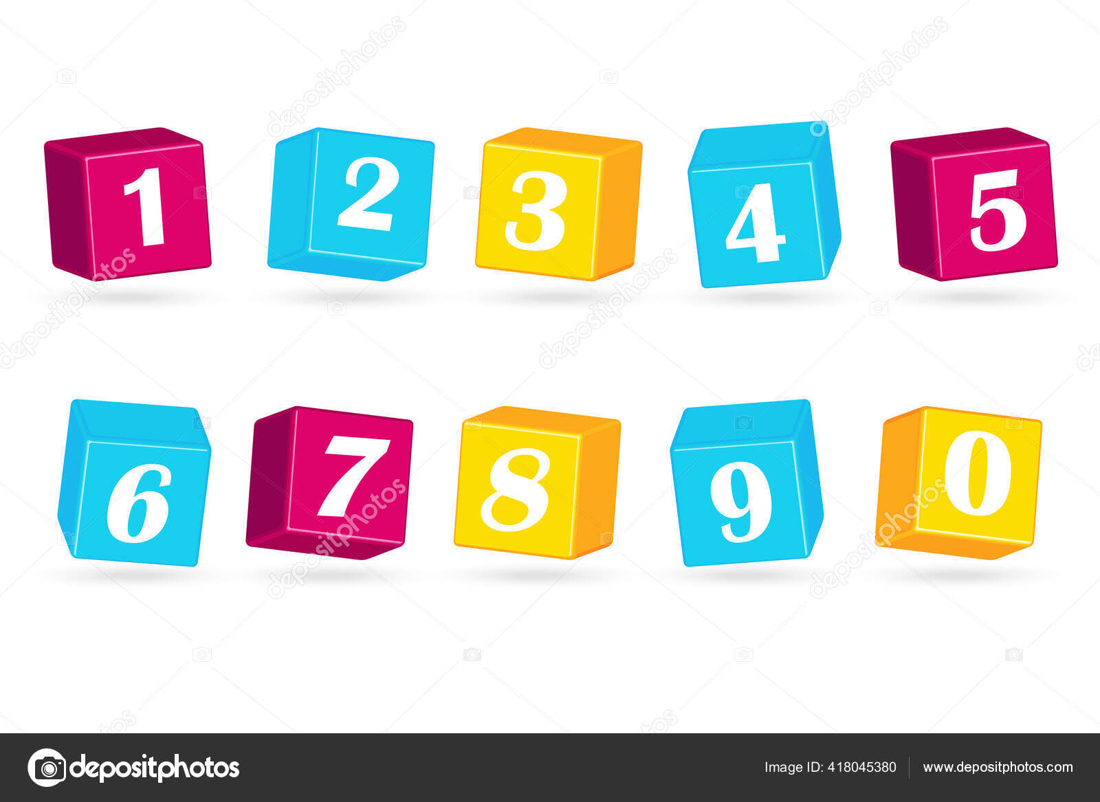 Colored Cubes Numbers Color Blocks Objects Web Banners Text Template ...