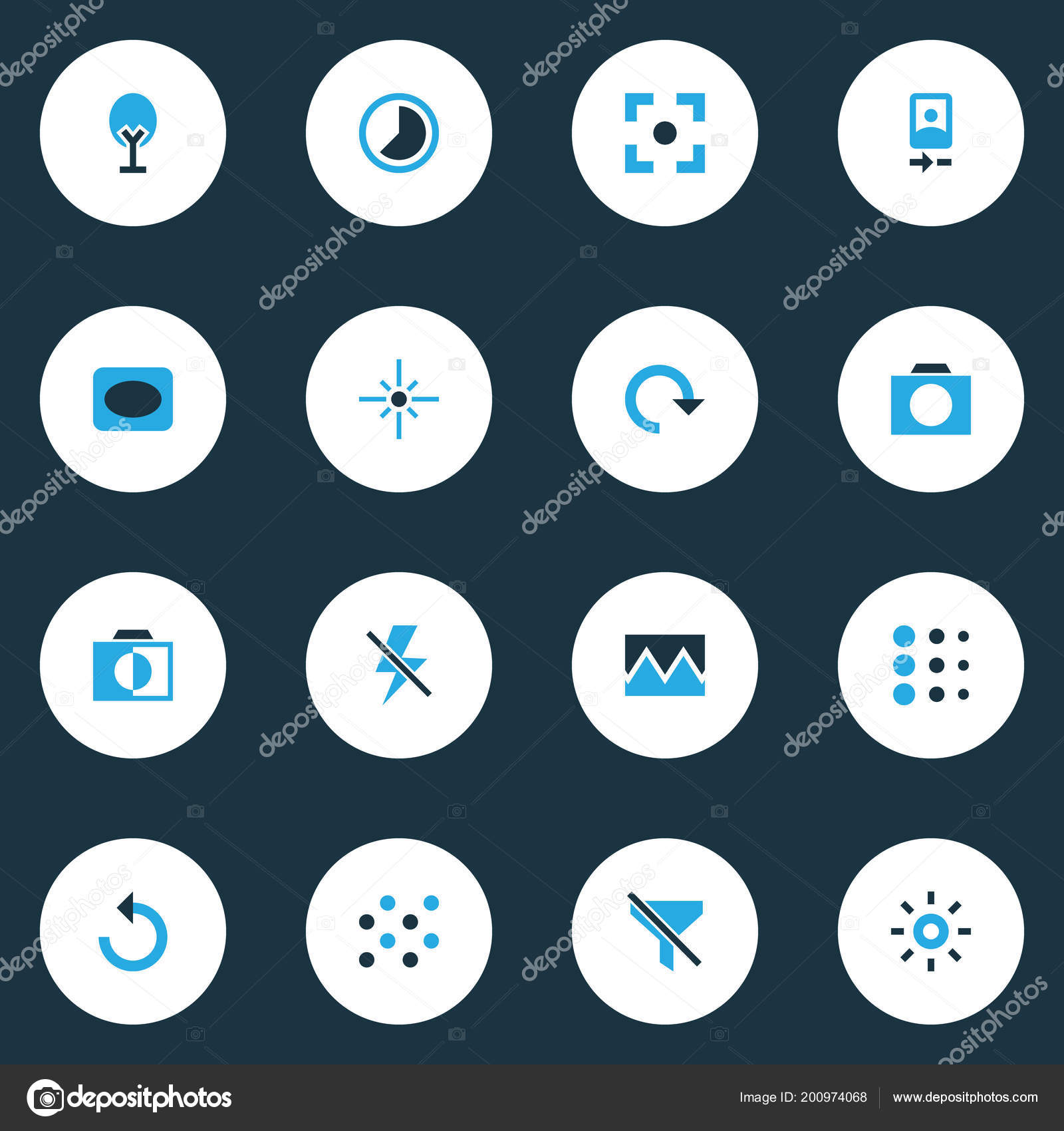 Picture icons colored set with camera front, rotate, blur and other ... Picture icons colored set with camera front, rotate, blur and other ...