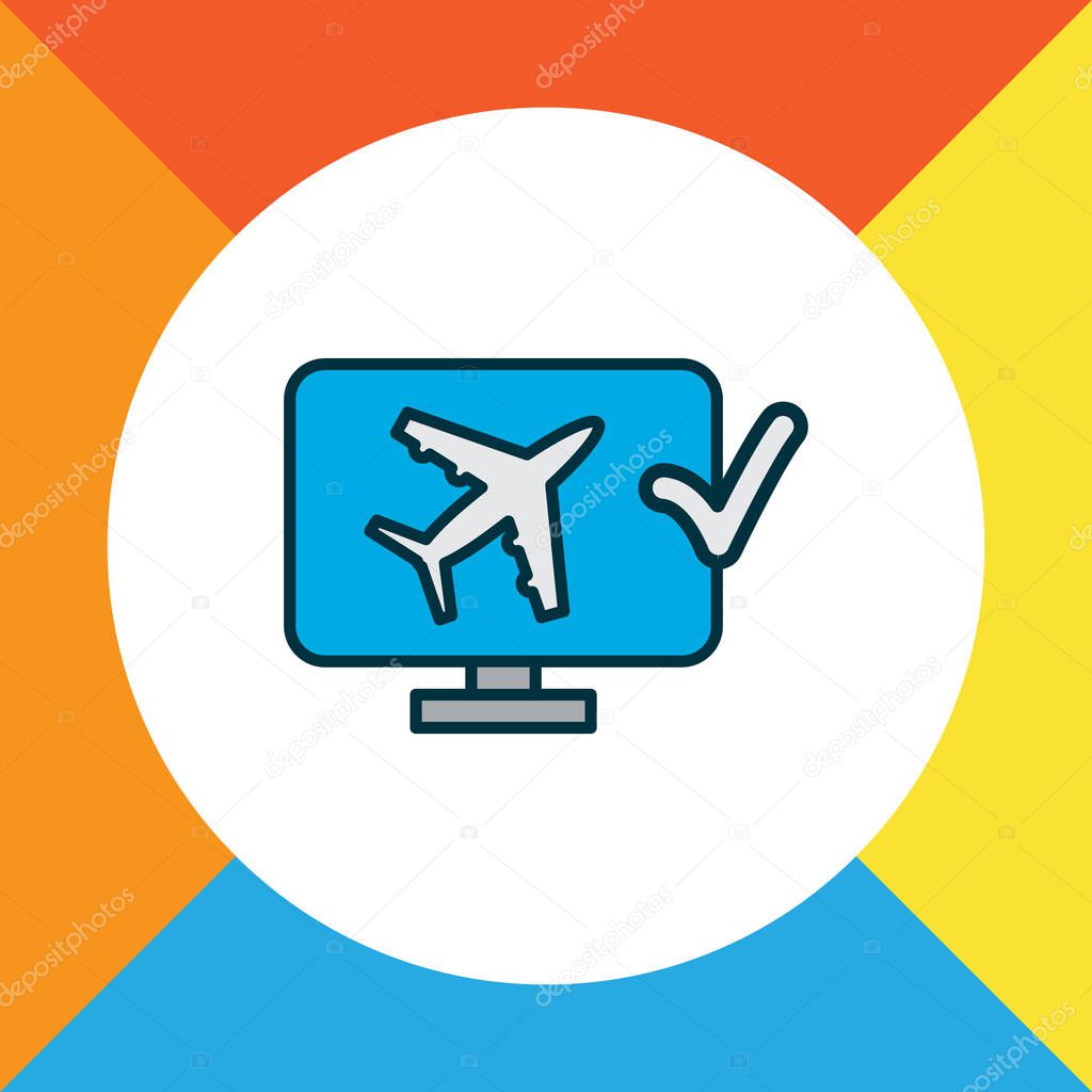 Icono de check-in en línea símbolo de línea de color. Elemento de ...