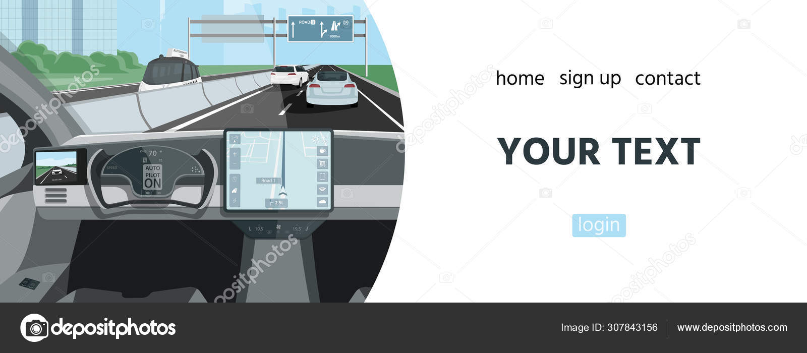 Banner Template Self Driving Autonomous Car Vector Illustration Eps ...