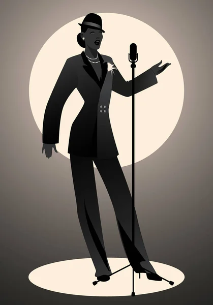 Retro singer 'crooner' silhouette with musicians in the background ...
