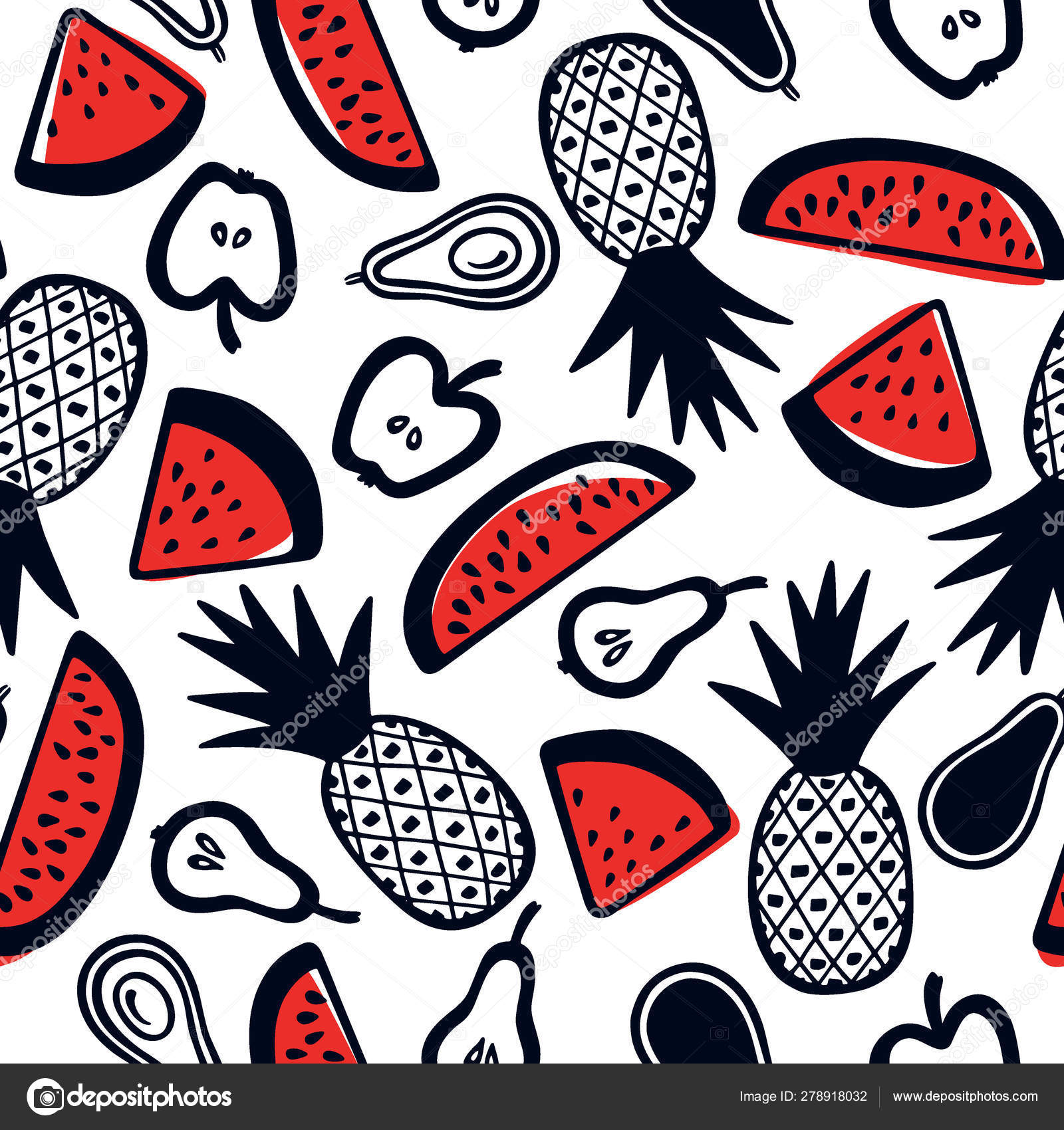 Hand drawn fruit pattern Stock Vector Image by ©Ezhevica #278918032