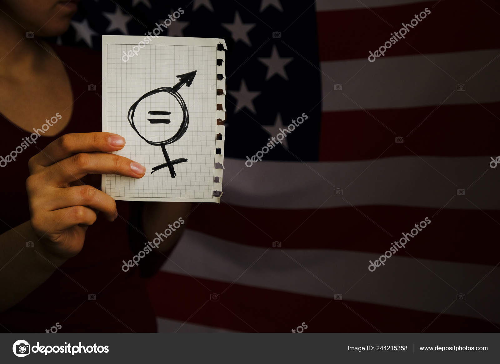 Equals Sign Male Symbol Drawn Piece Paper Depicting Women Sexual ...