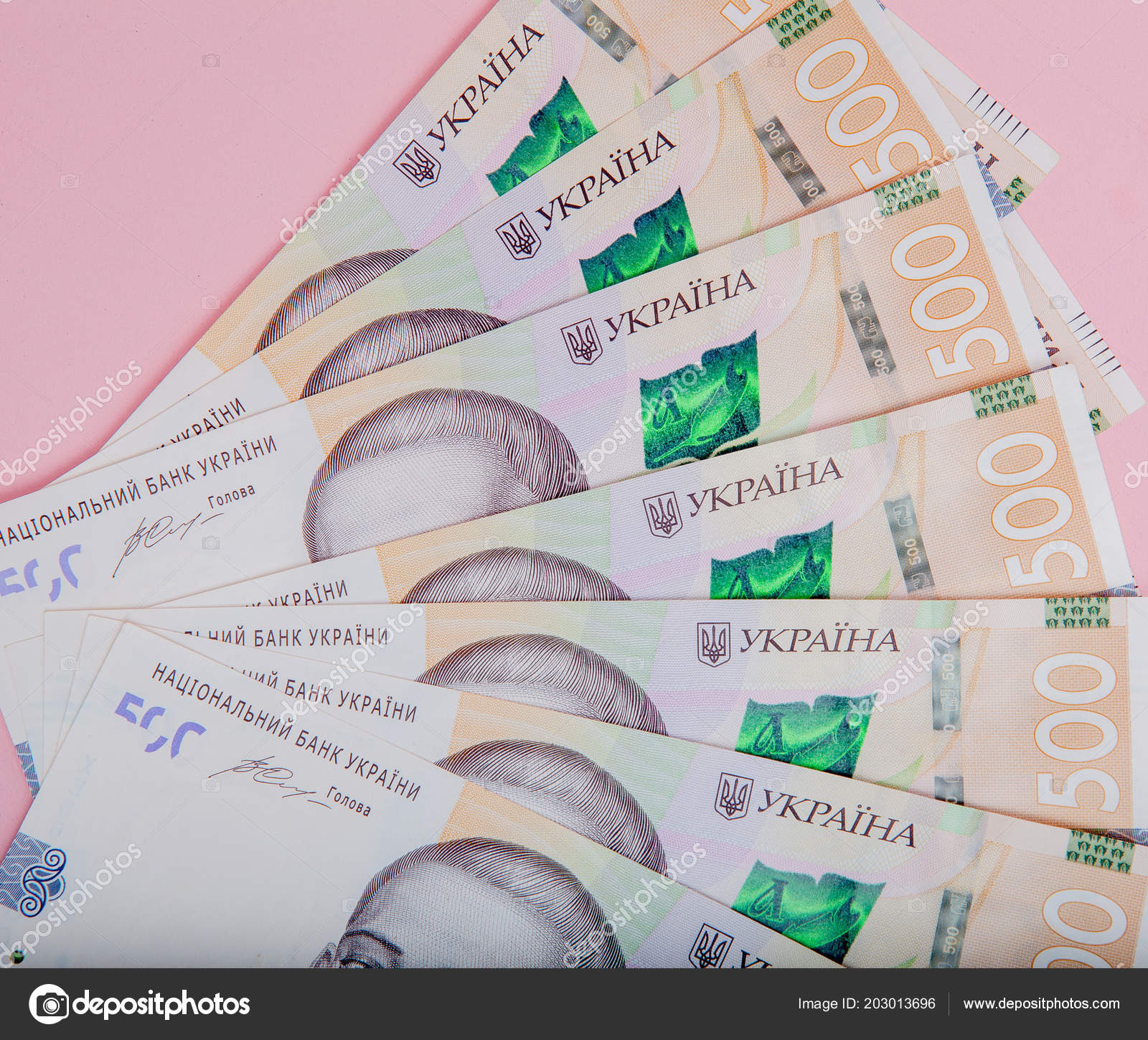 Modern Ukrainian Money Pink Background Hryvnia 500 Banknotes Uah Money ...