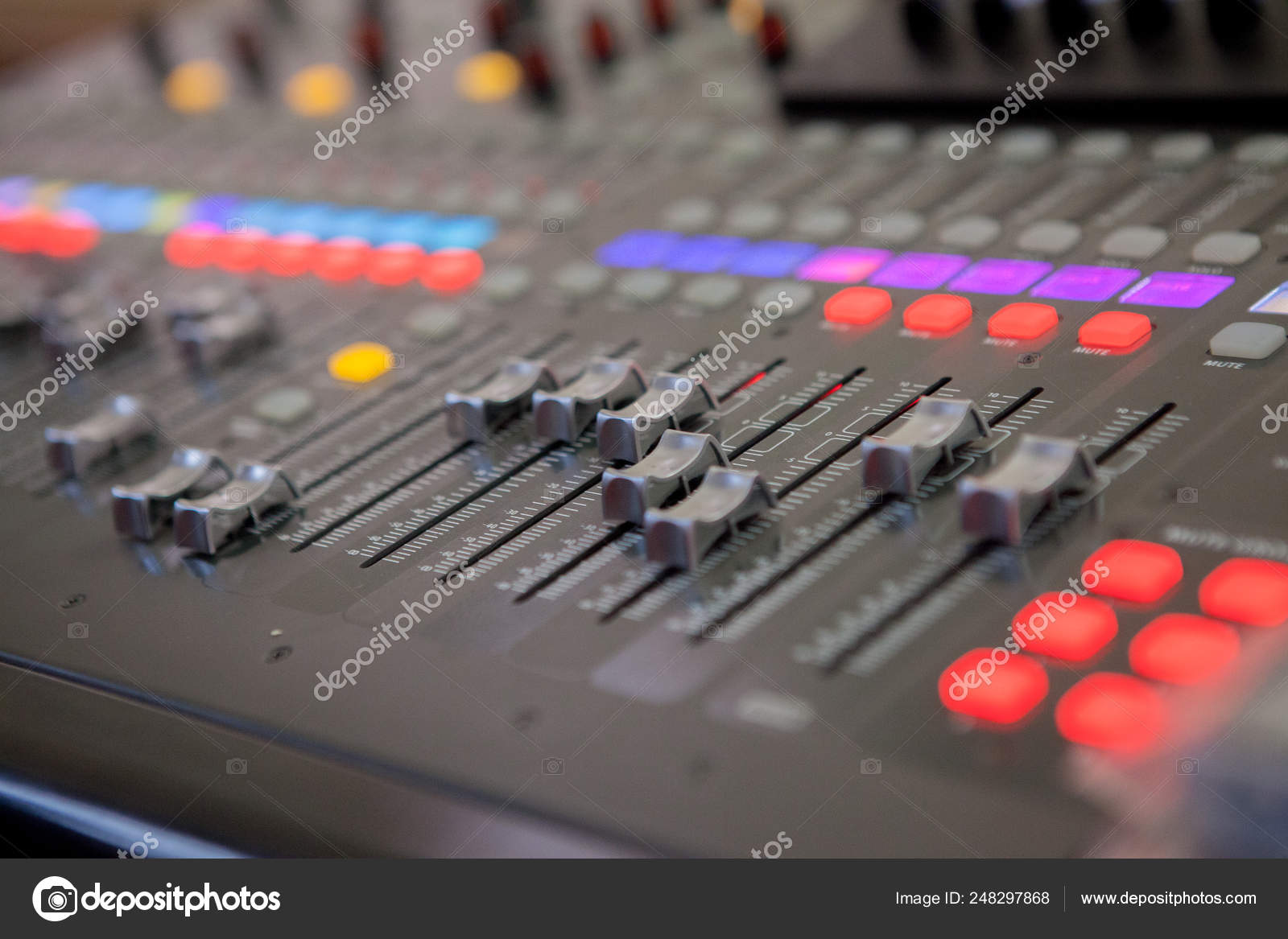 Sound recording studio mixing desk. Music mixer control panel — Stock ...