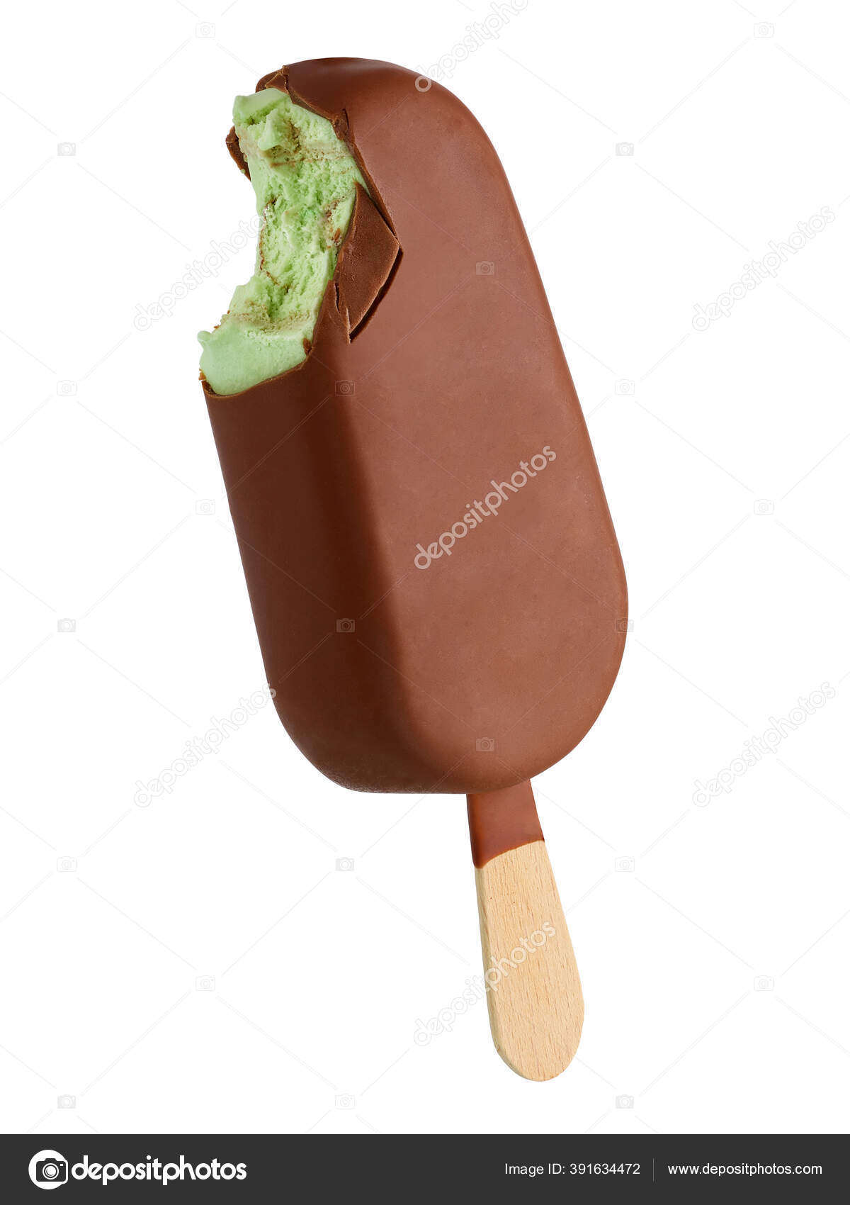 Bitten Milk Chocolate Glazed Ice Cream Bar Stick Isolated White Stock ...