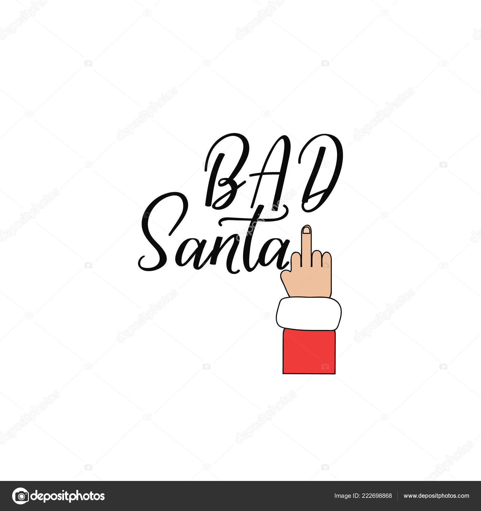 Bad Santa Lettering Hand Drawn Vector Illustration Element Flyers ...