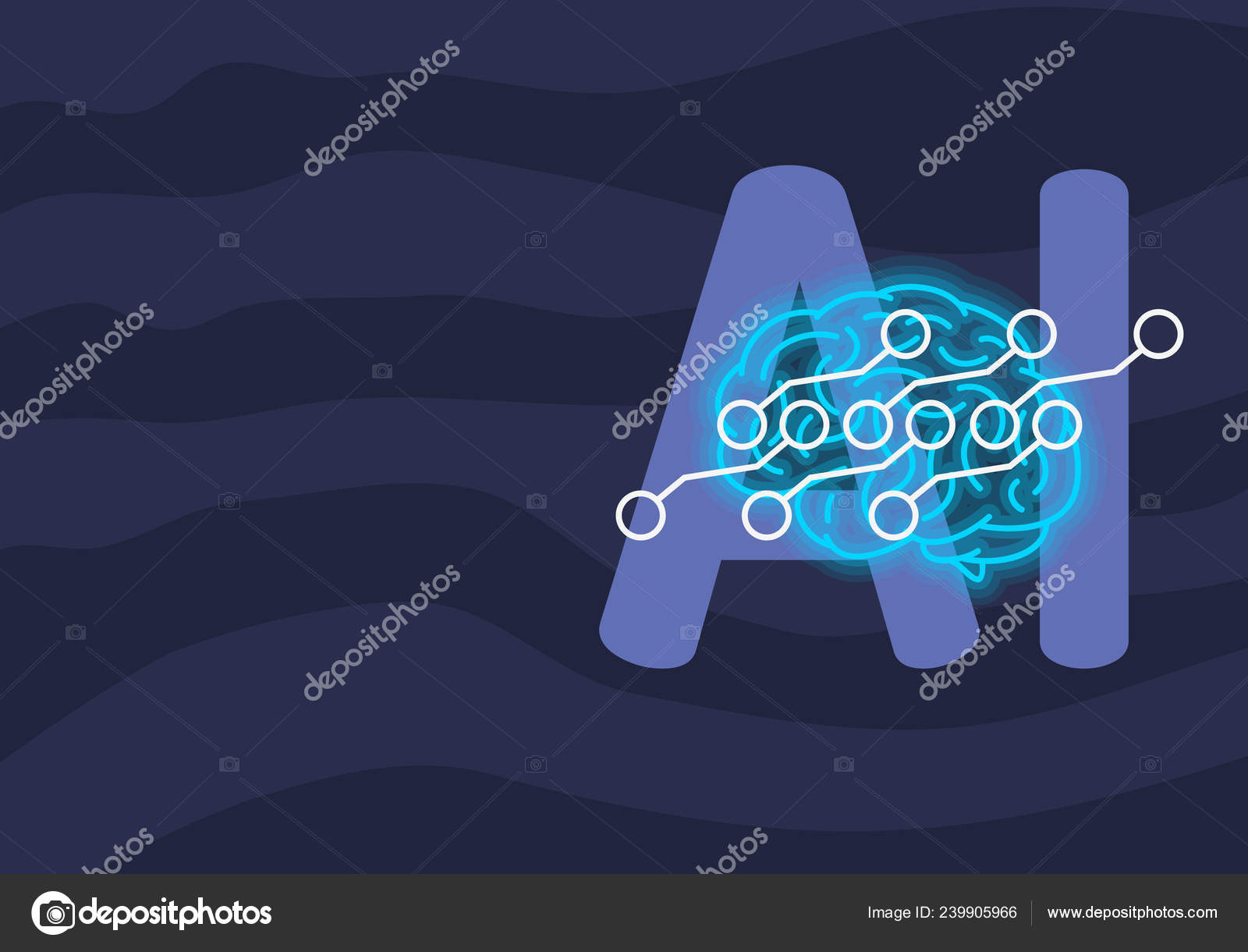 Artificial Intelligence Themed Neon Light Design Concept Illustration ...