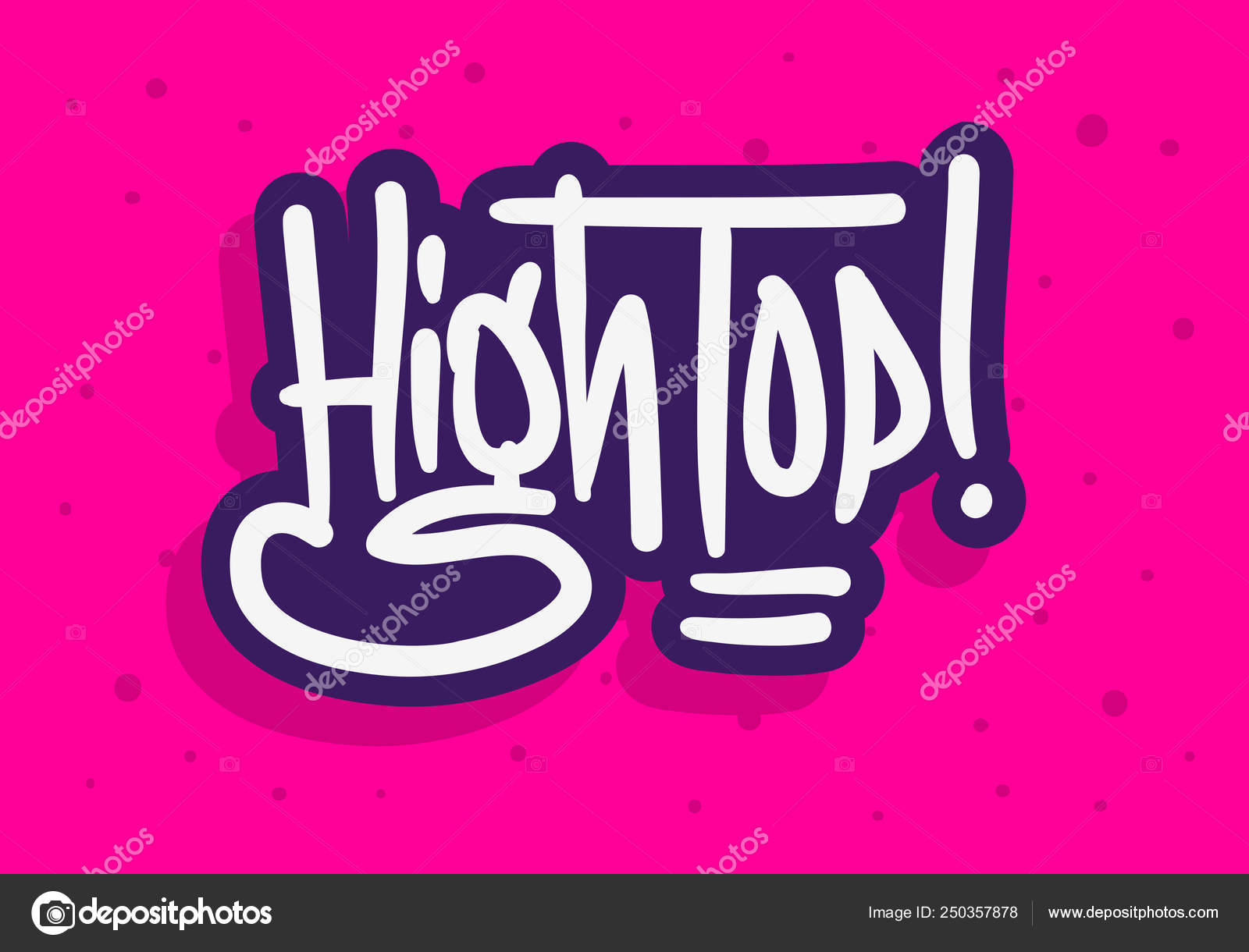 High Top Label Sign Logo Hand Drawn Brush Lettering Calligraphy Type ...