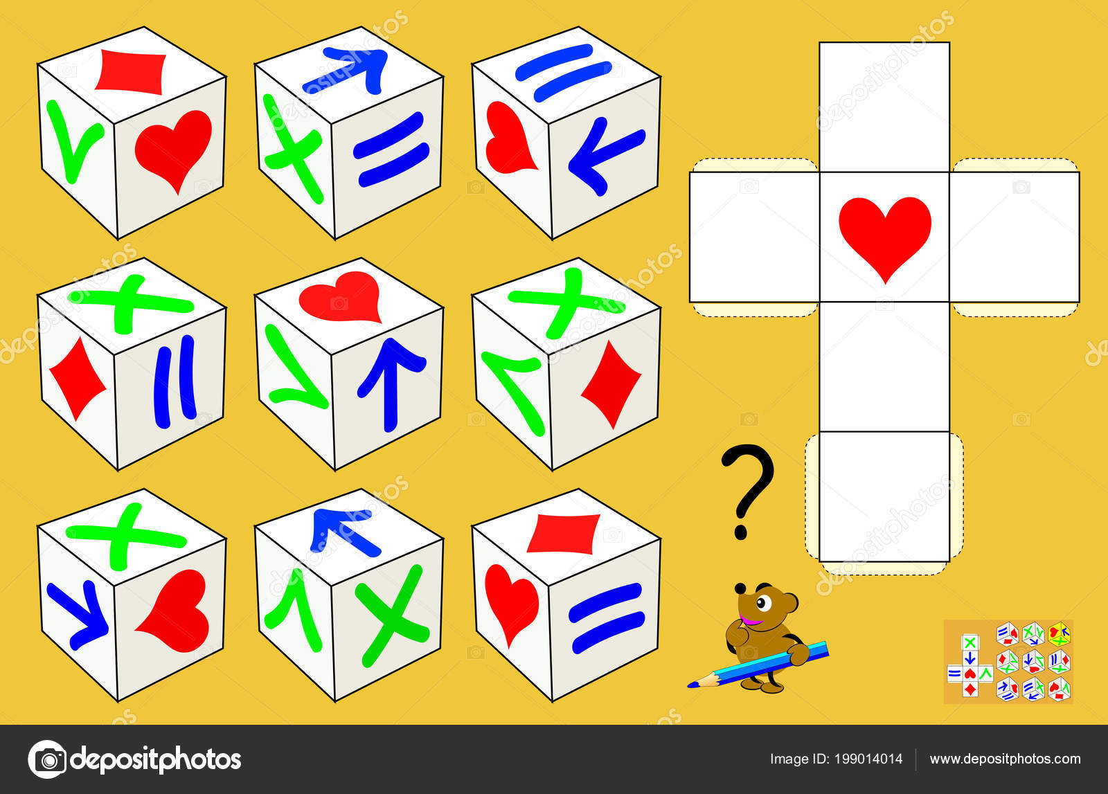 Logic Puzzle Game Children Adults Need Find Identical Cubes Draw Stock ...