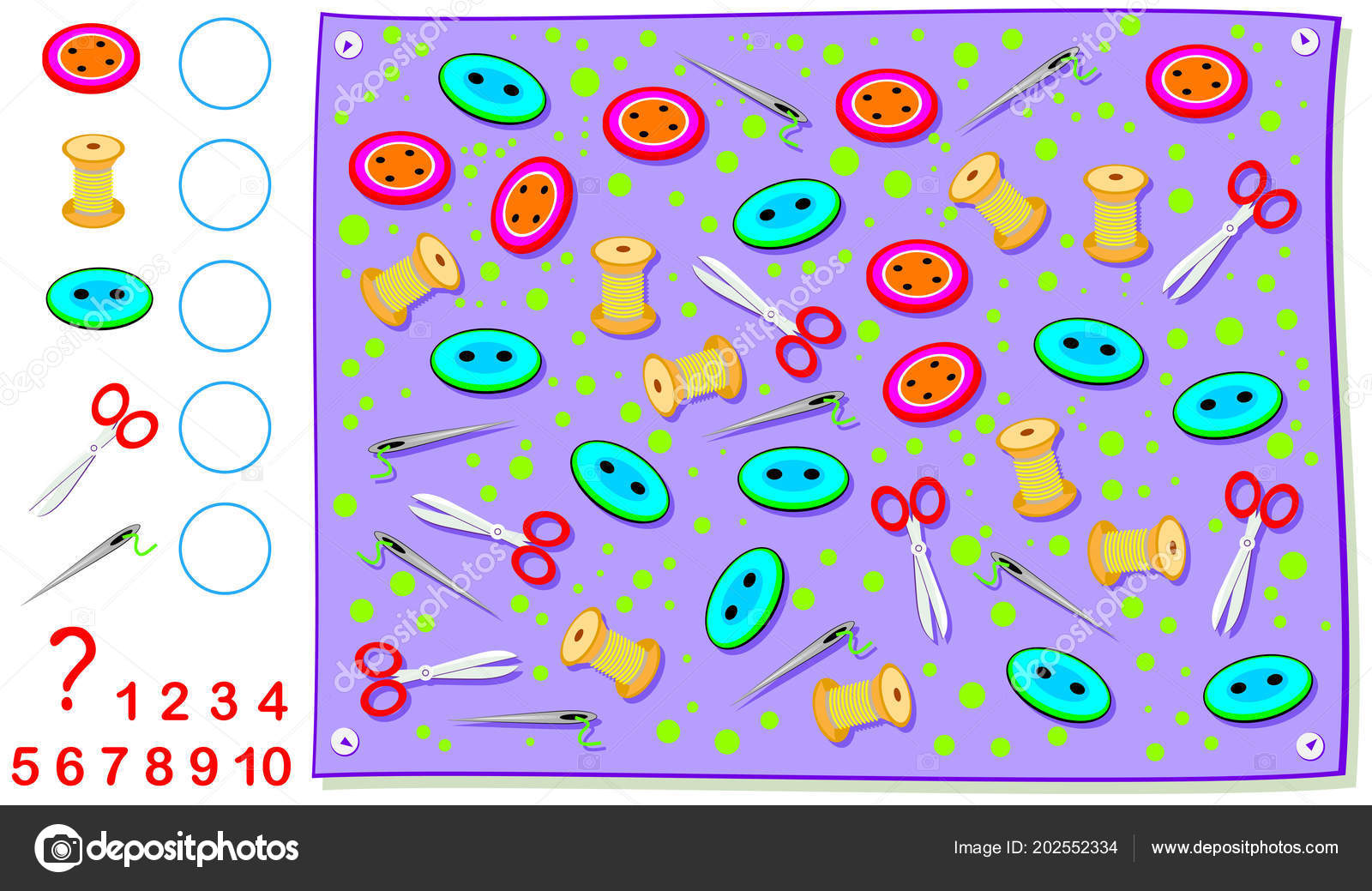 Mathematical Exercise Kids How Many Objects You Can Find Picture Stock ...