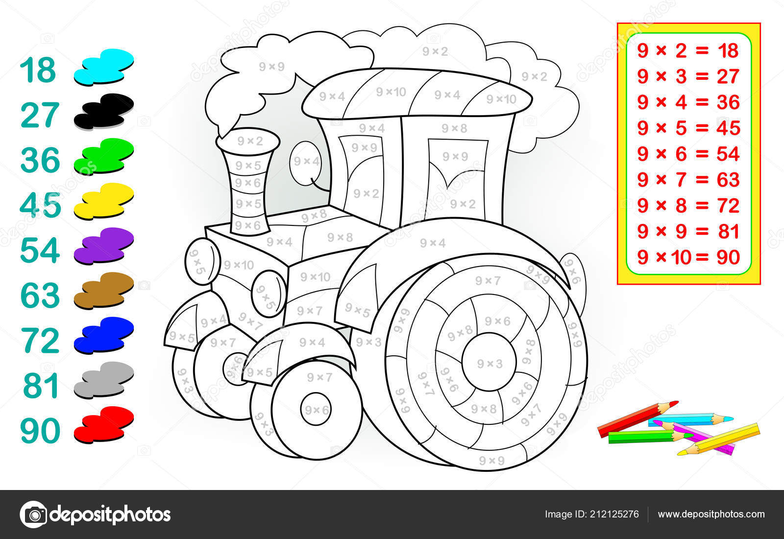 Hoja De Trabajo De Multiplicación De Colores Por Números Multiplicar