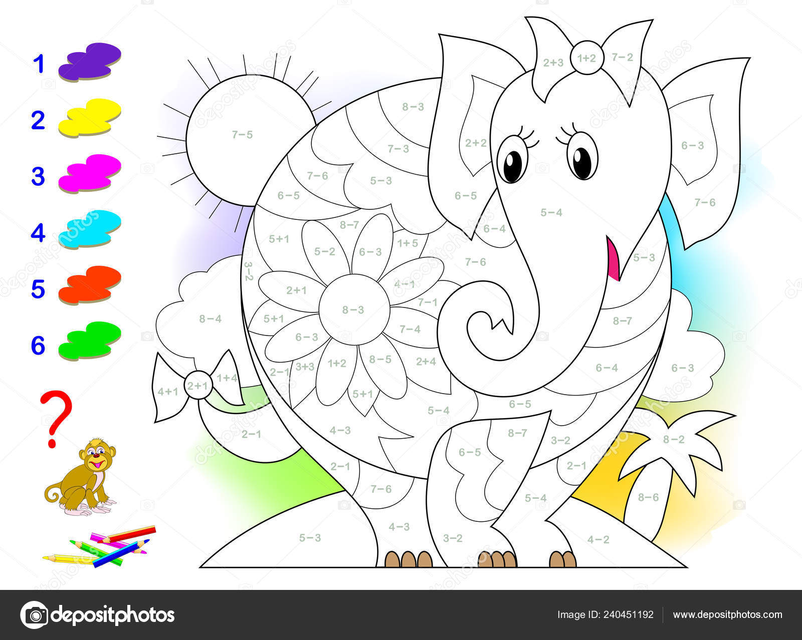 Educational Page Exercises Children Addition Subtraction Need Solve ...