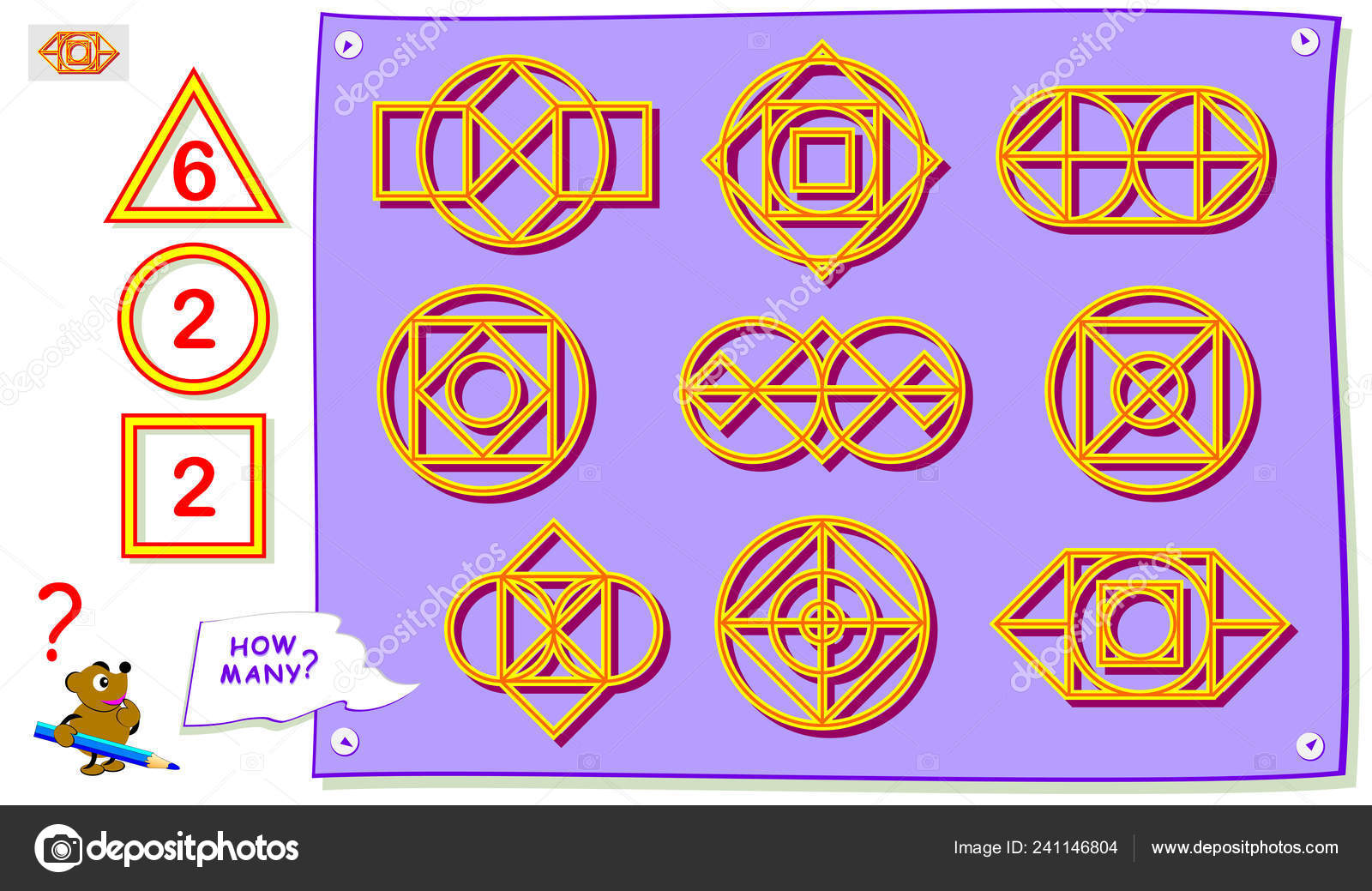 Logic Puzzle Game Study Geometry Find Figure Which Contains Triangles ...