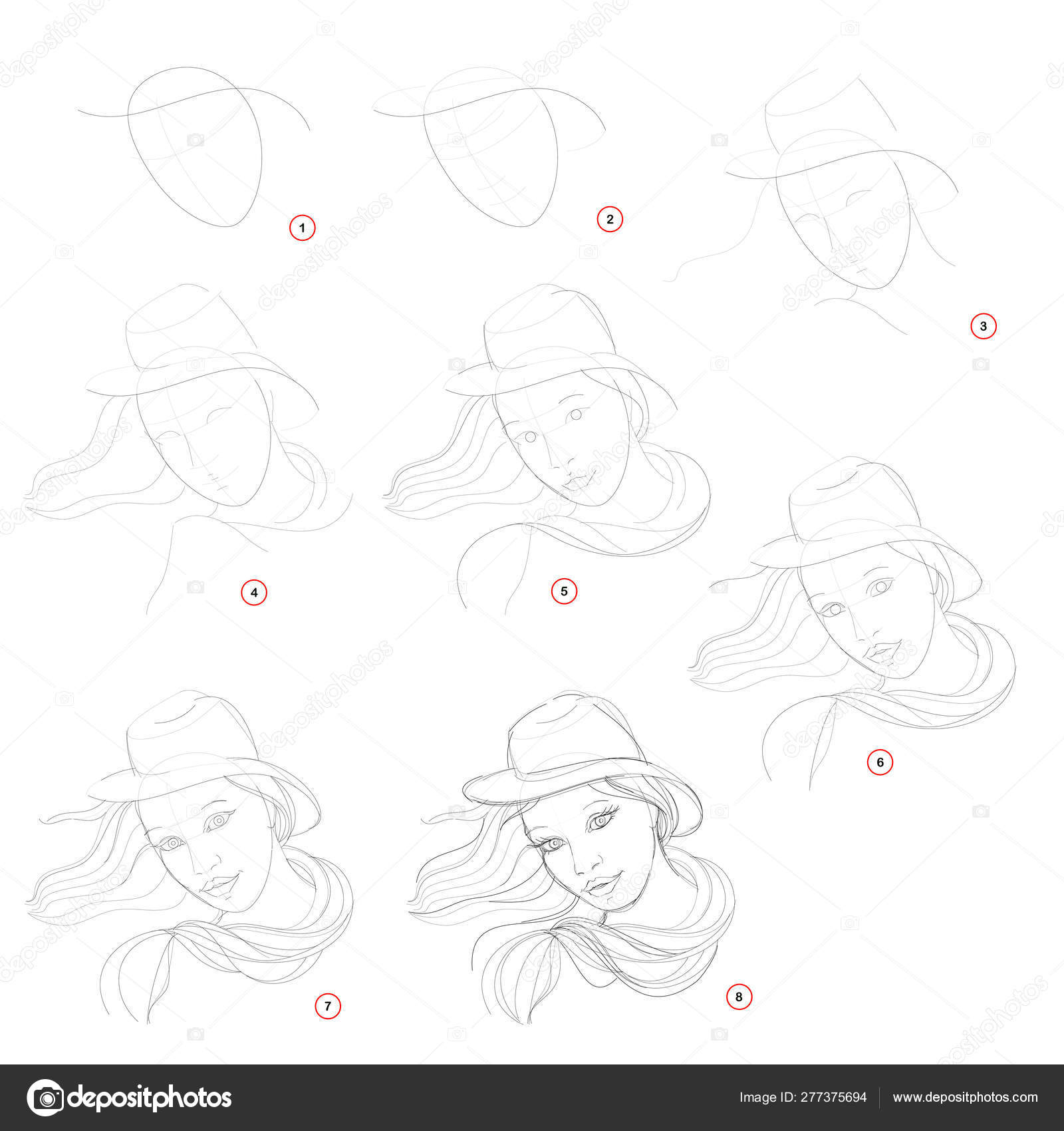 Creation Step Step Pencil Drawing Page Shows How Learn Draw Stock ...