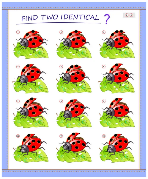 Logical Puzzle Game Little Children Need Find Two Identical Elephants ...