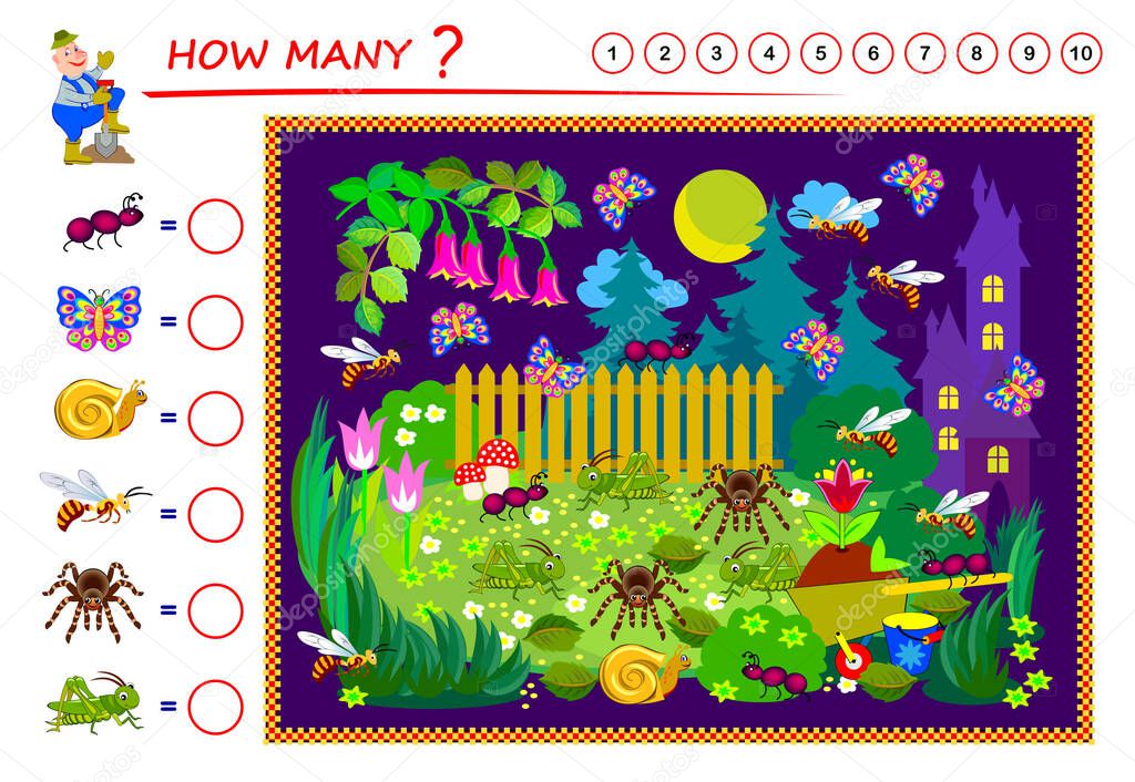 Hoja de trabajo educativa para libro de niños. Cuenta la cantidad de ...