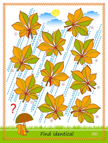 Logic Puzzle Game Children Adults Find Two Identical Fishes Printable ...