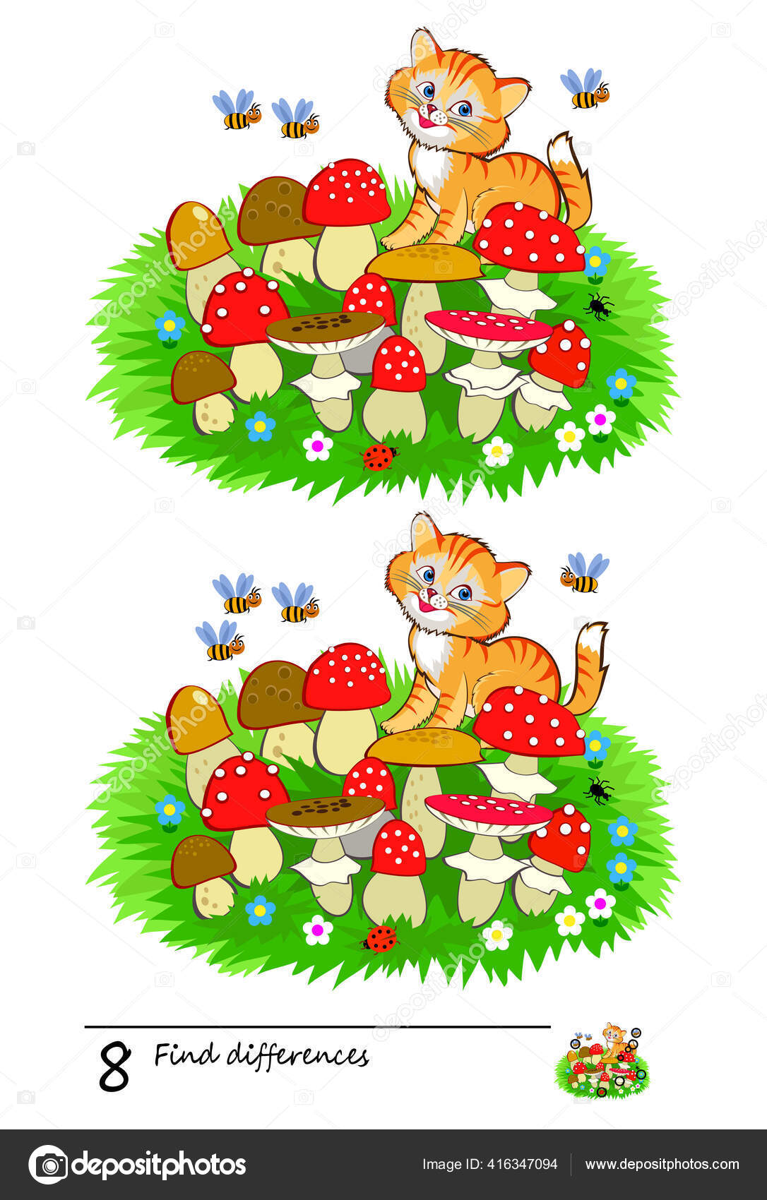 Find Differences Logic Puzzle Game Children Adults Brain Teaser Book ...